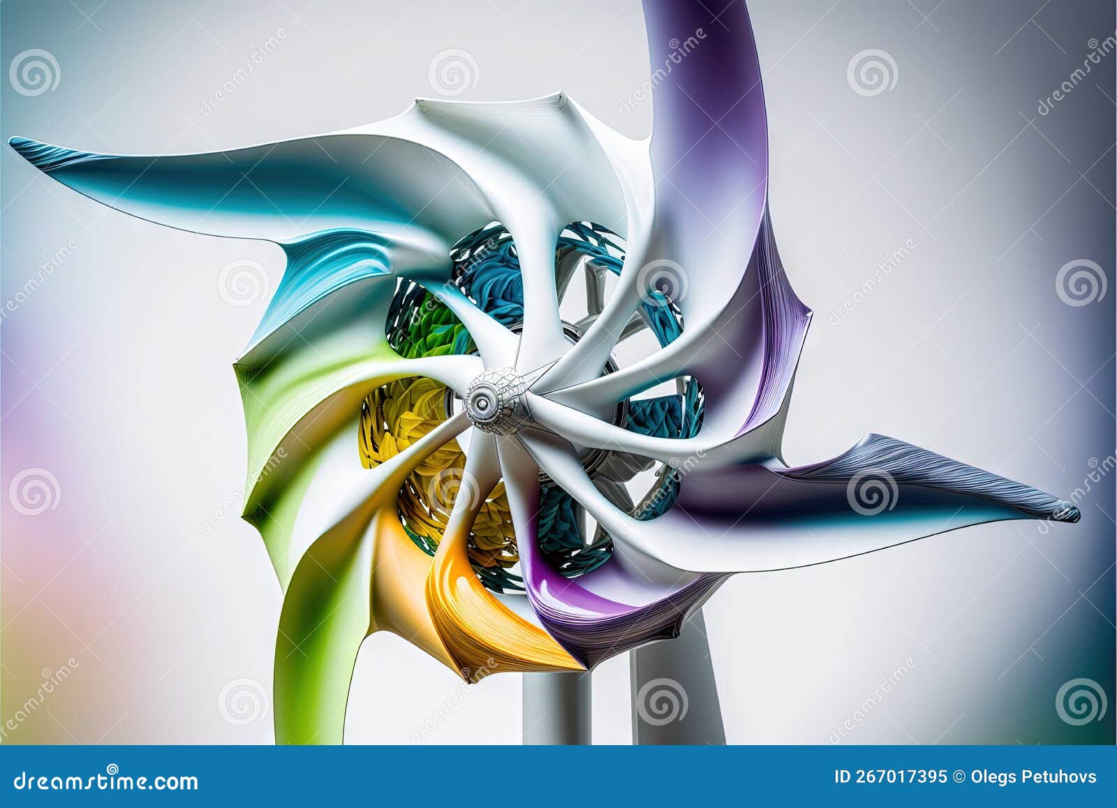 A Colorful Sculpture with a White Base and a Blue Base and a Green Base ...