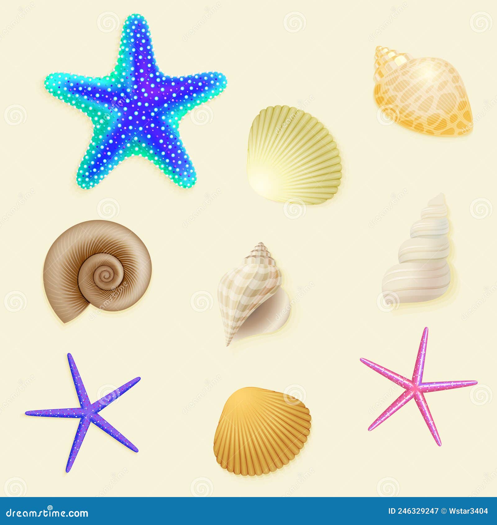 Colorful Sea Creatures Vector Icon Set Stock Vector - Illustration of ...