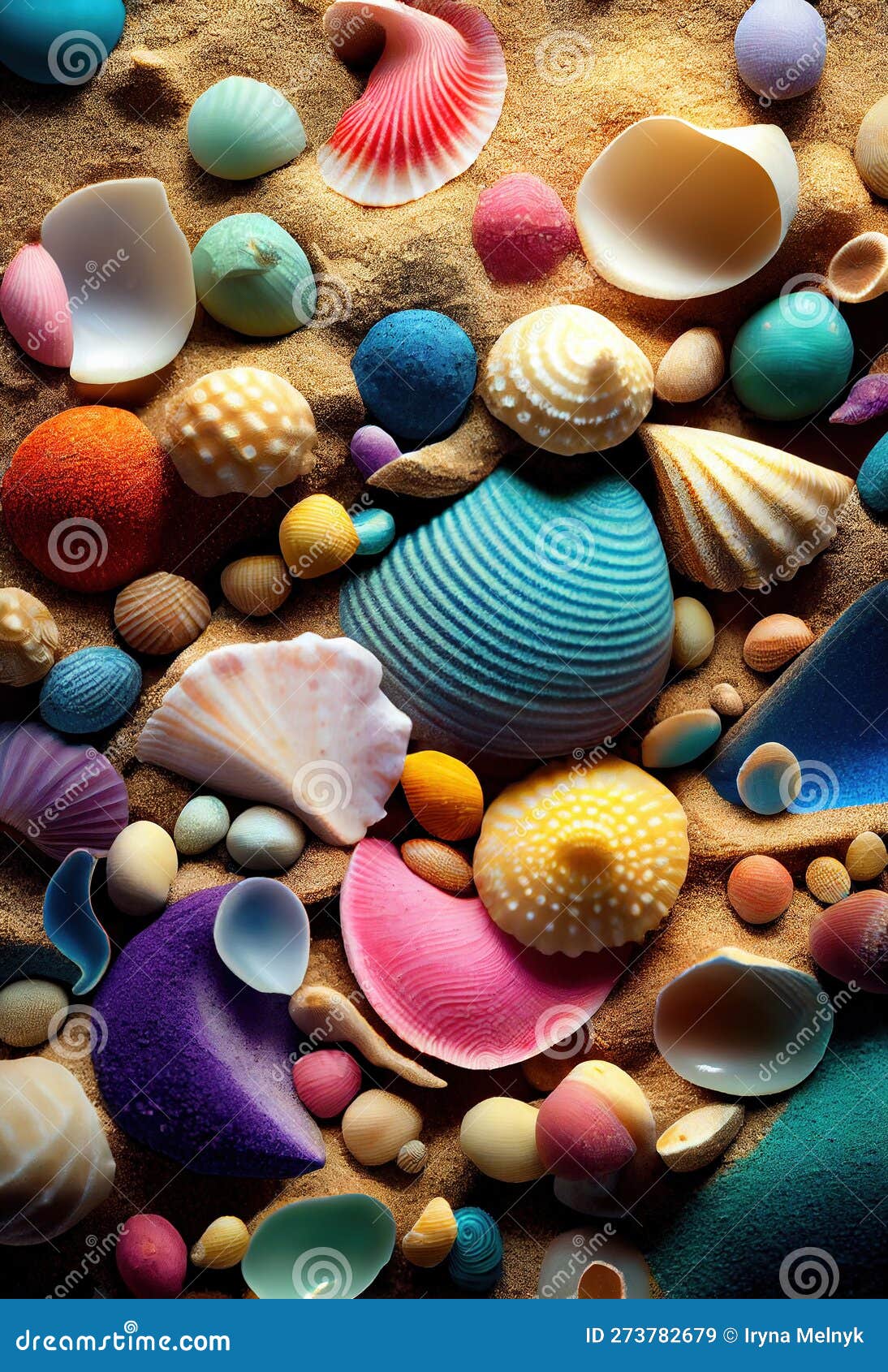 Colorful Sea Shells on Sandy Beach Background Made with Generative AI ...