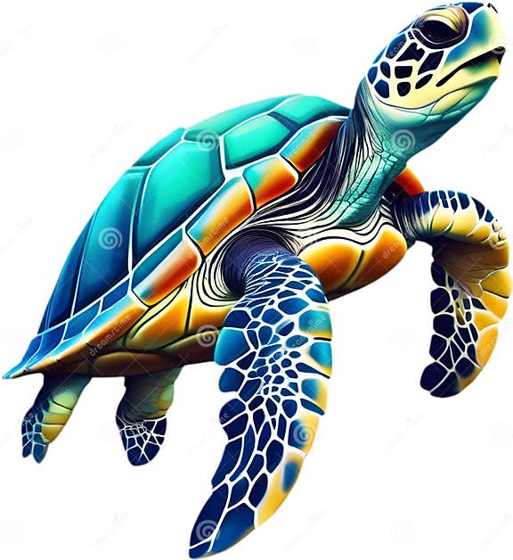 Vibrant Sea Turtle Ocean S Majestic Digital Art Stock Illustration