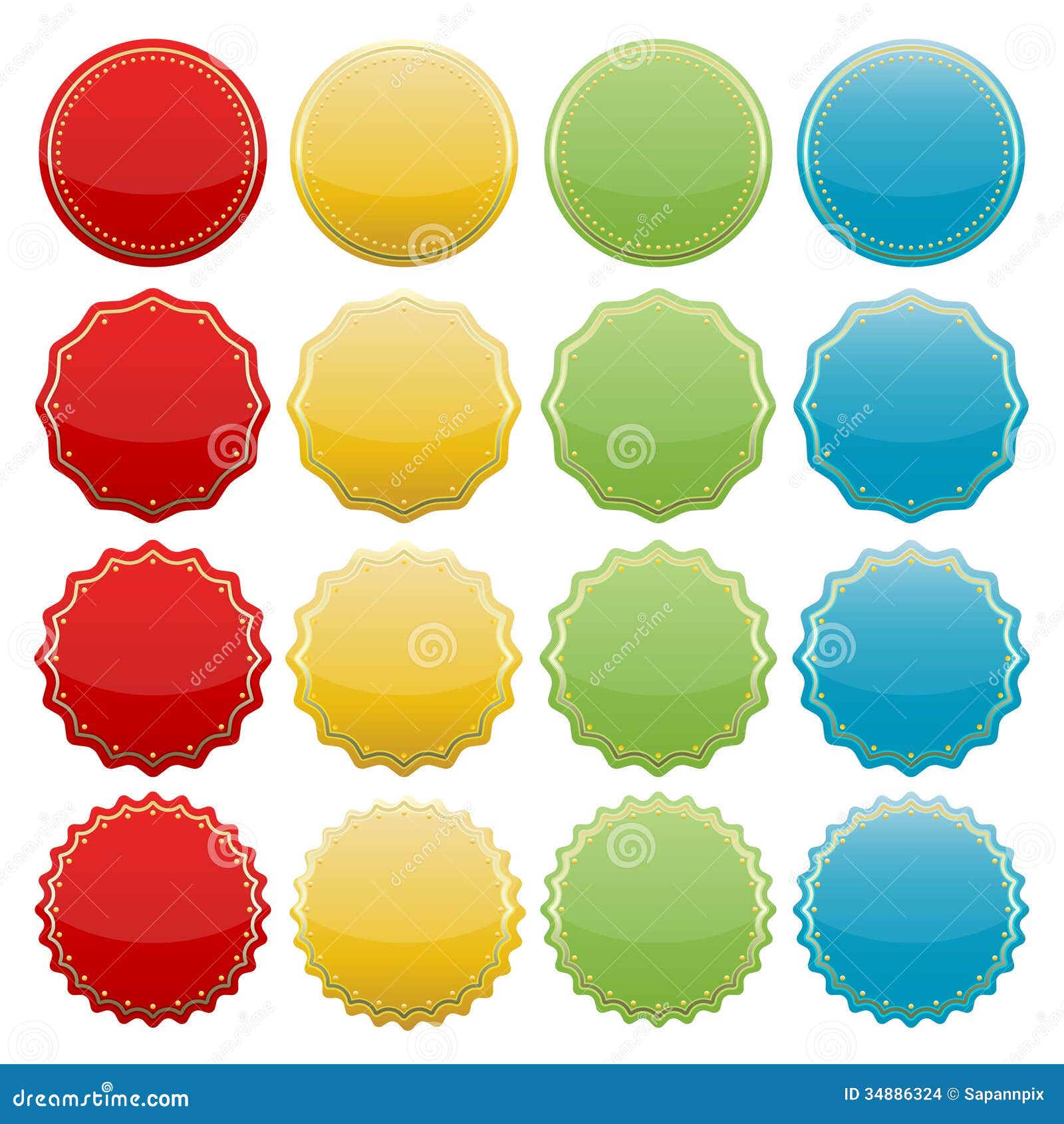 Colorful seals stock vector. Illustration of shiny, control - 34886324