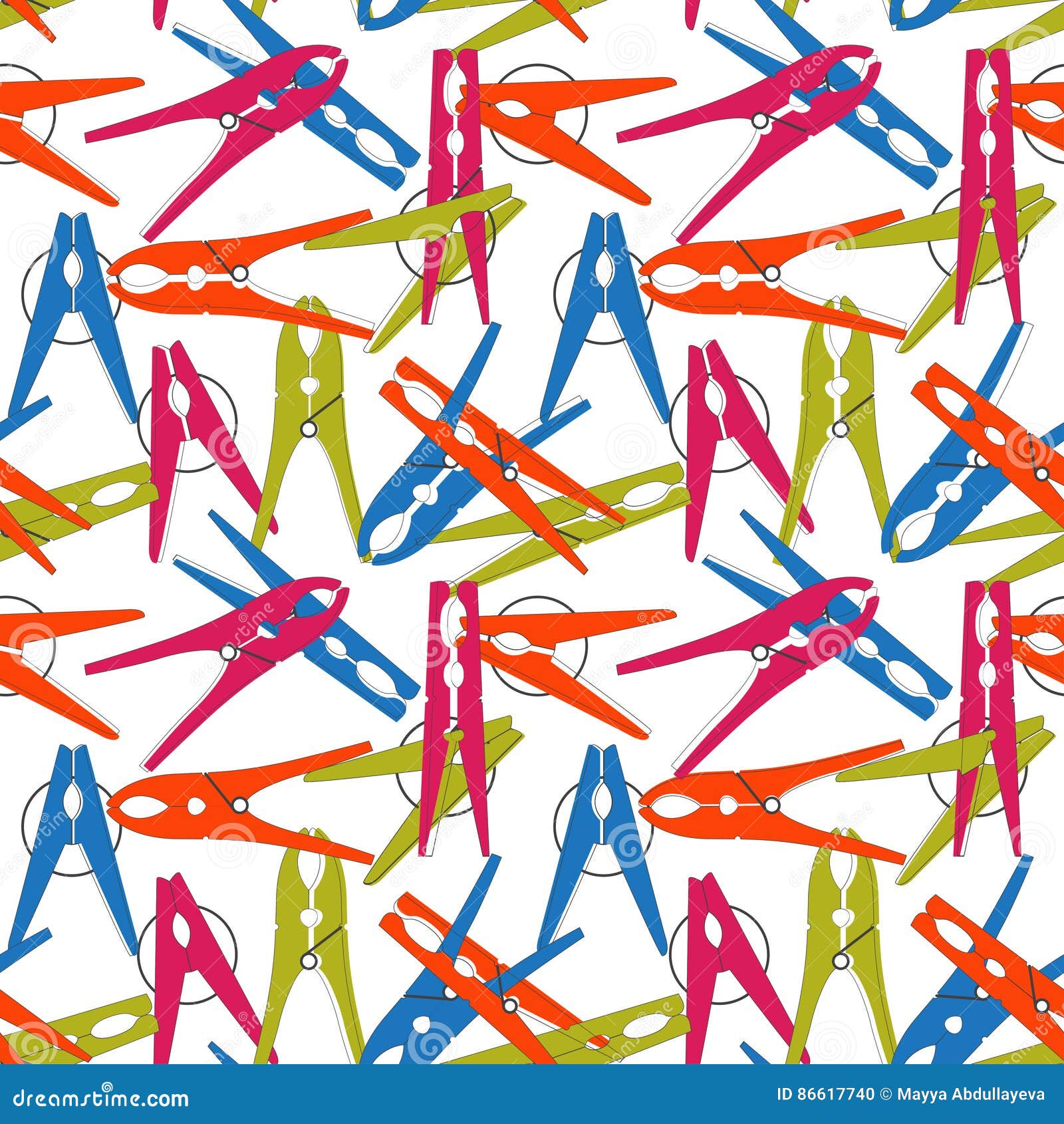 Colorful Seamless Background Clothes Peg. Vector Stock Vector ...