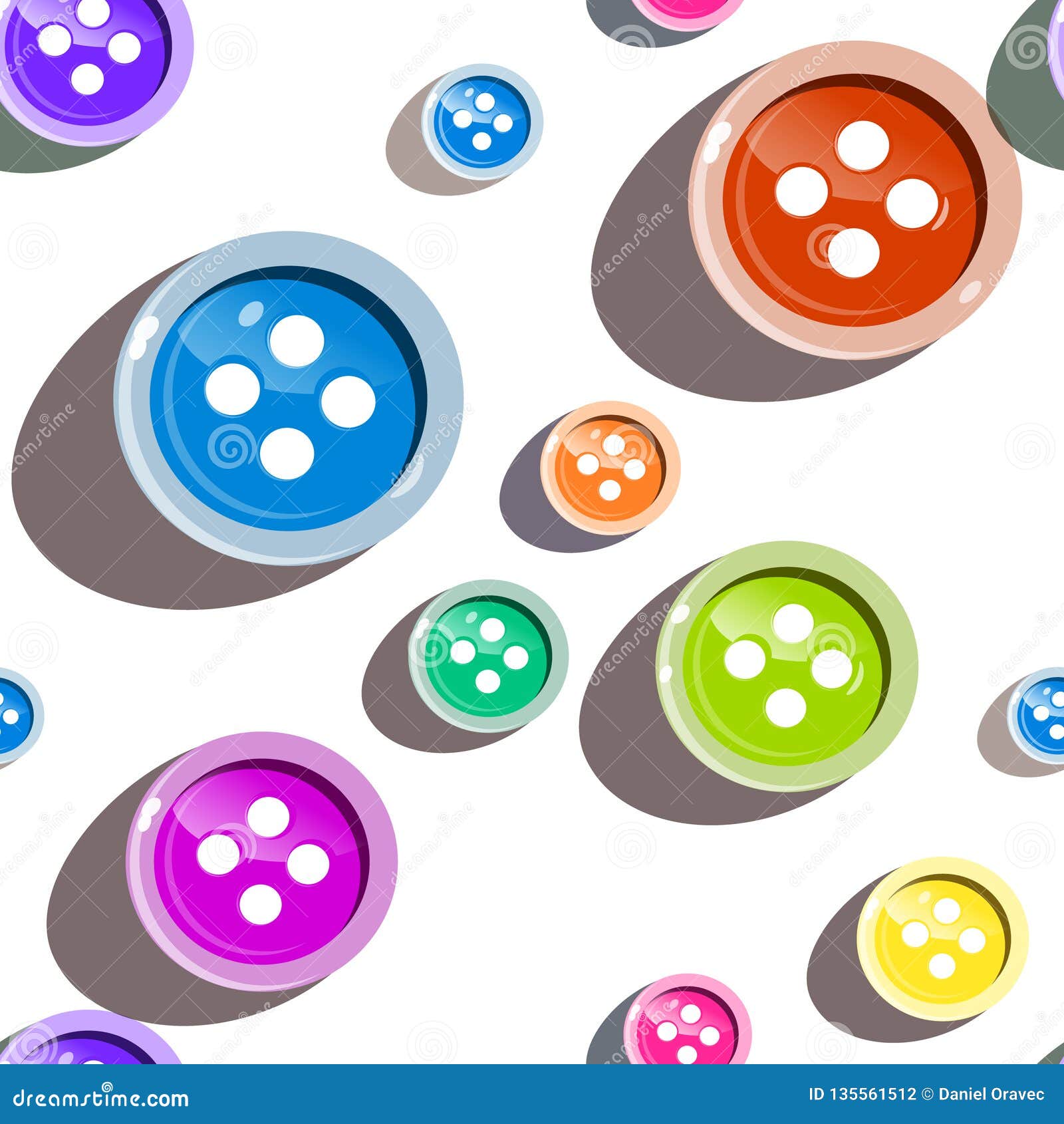 Colorful Seamless Buttons on White Background. Stock Vector ...