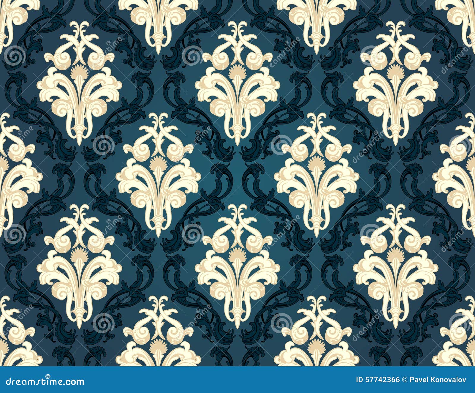 Colorful seamless damask stock vector. Illustration of leaf - 57742366