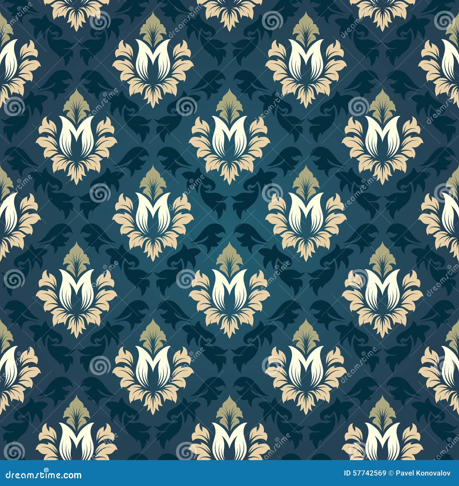 Colorful seamless damask stock illustration. Illustration of abstract ...