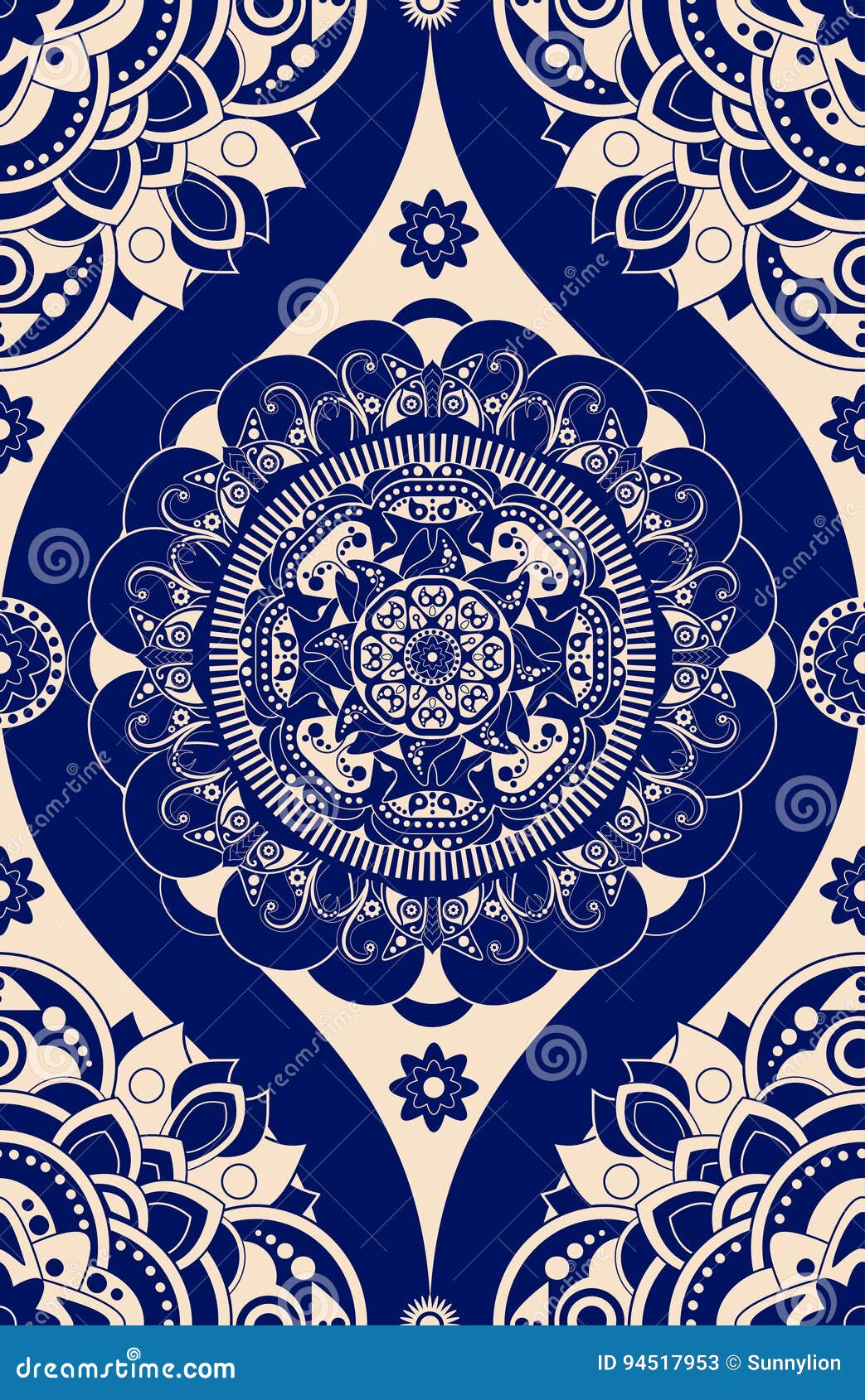 Colorful Seamless Damask Pattern, Classic Wallpaper, Background ...