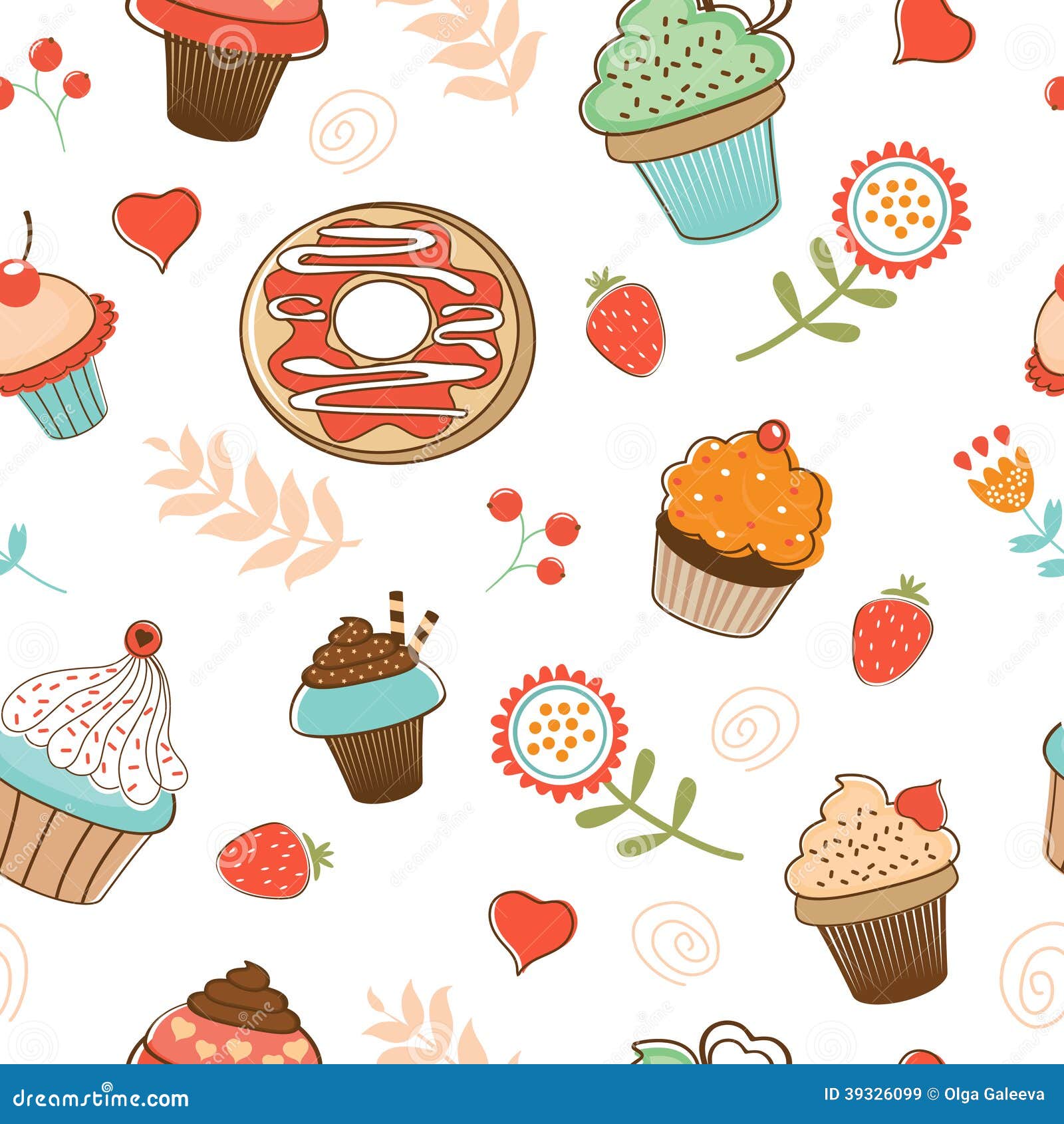 Colorful Seamless Desserts Pattern Stock Vector - Illustration of food ...