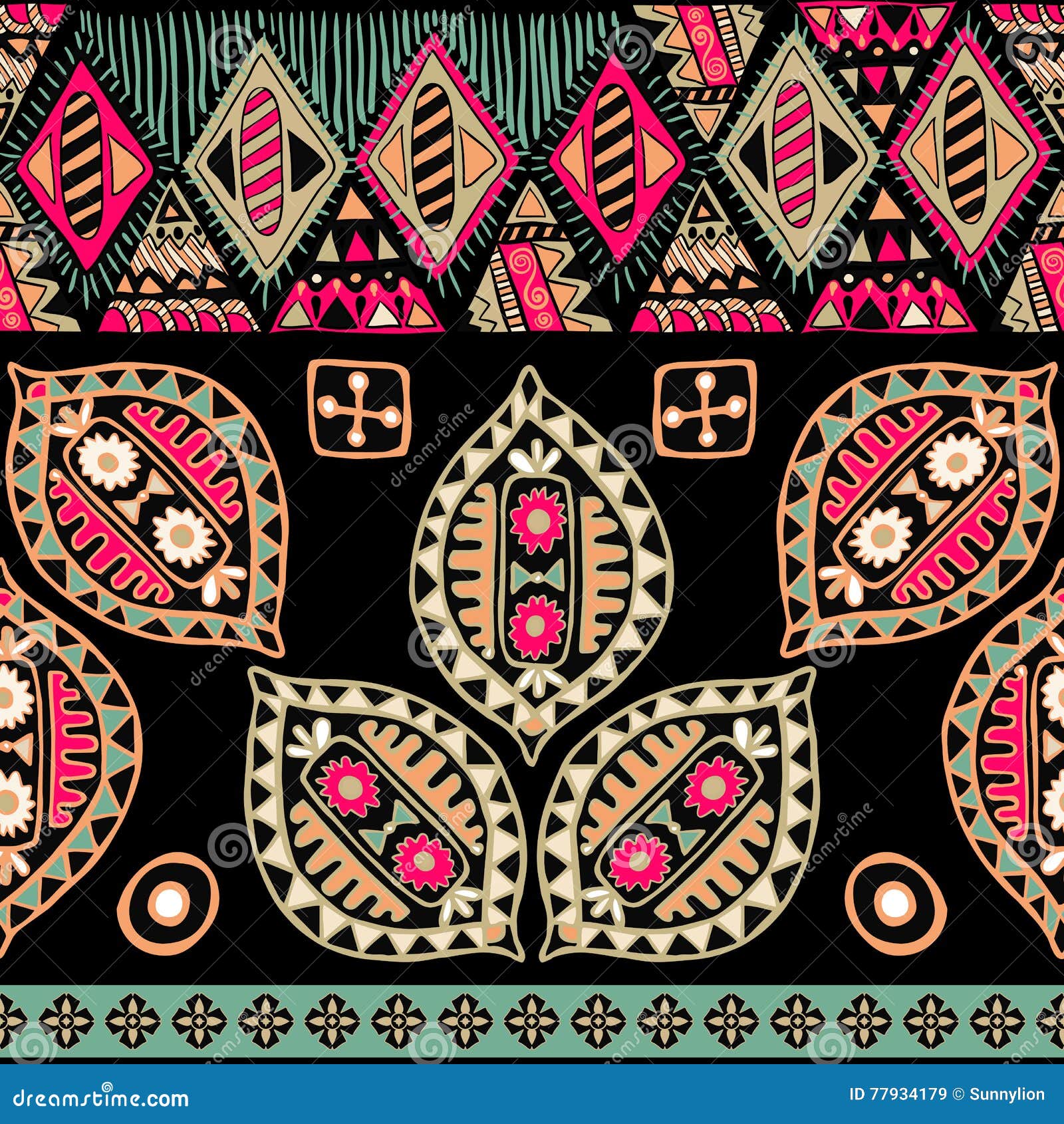 Colorful Seamless Ethnic Pattern Stock Vector - Illustration of asian ...