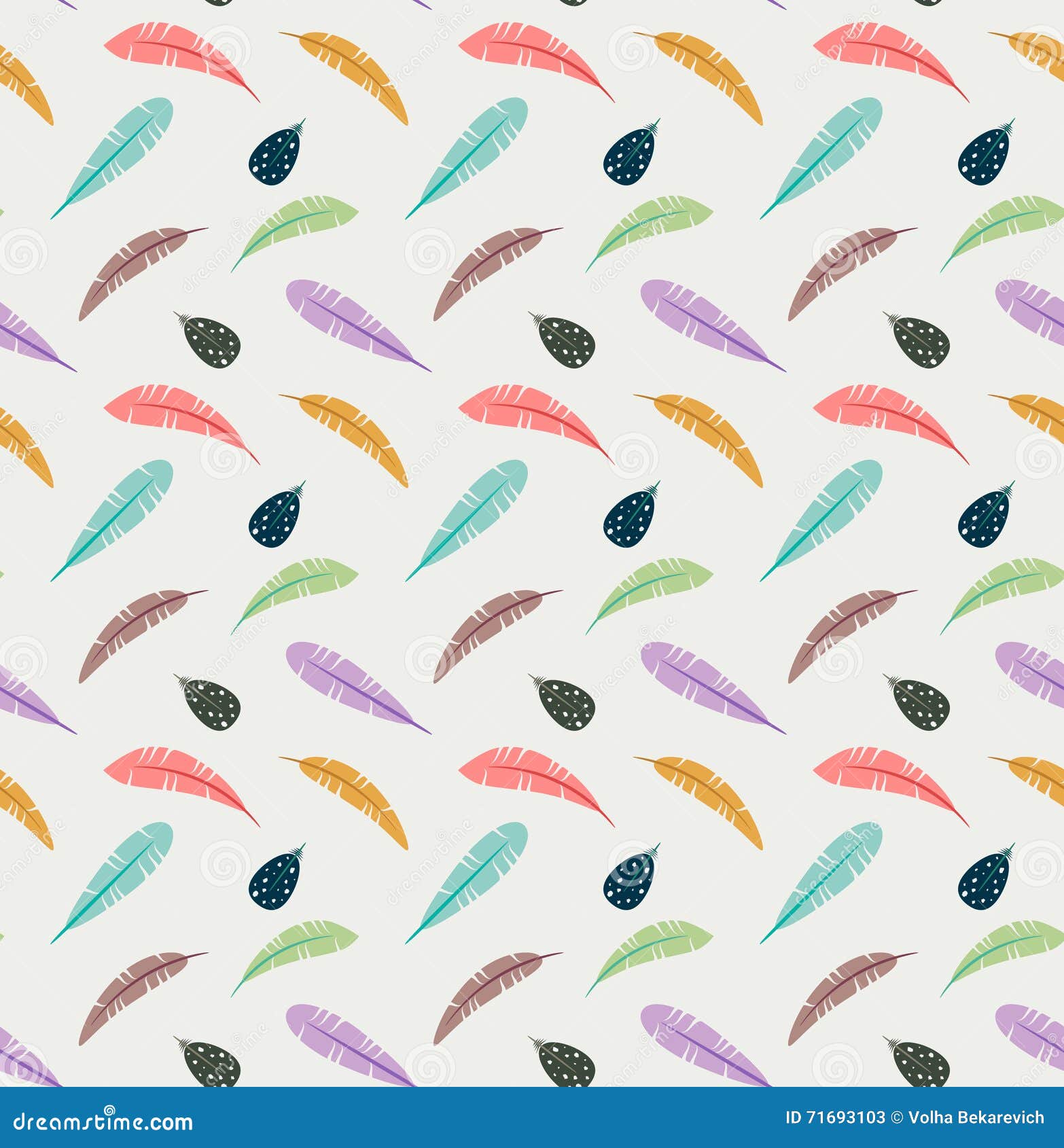 Colorful Seamless Feather Pattern Stock Vector - Illustration of ...