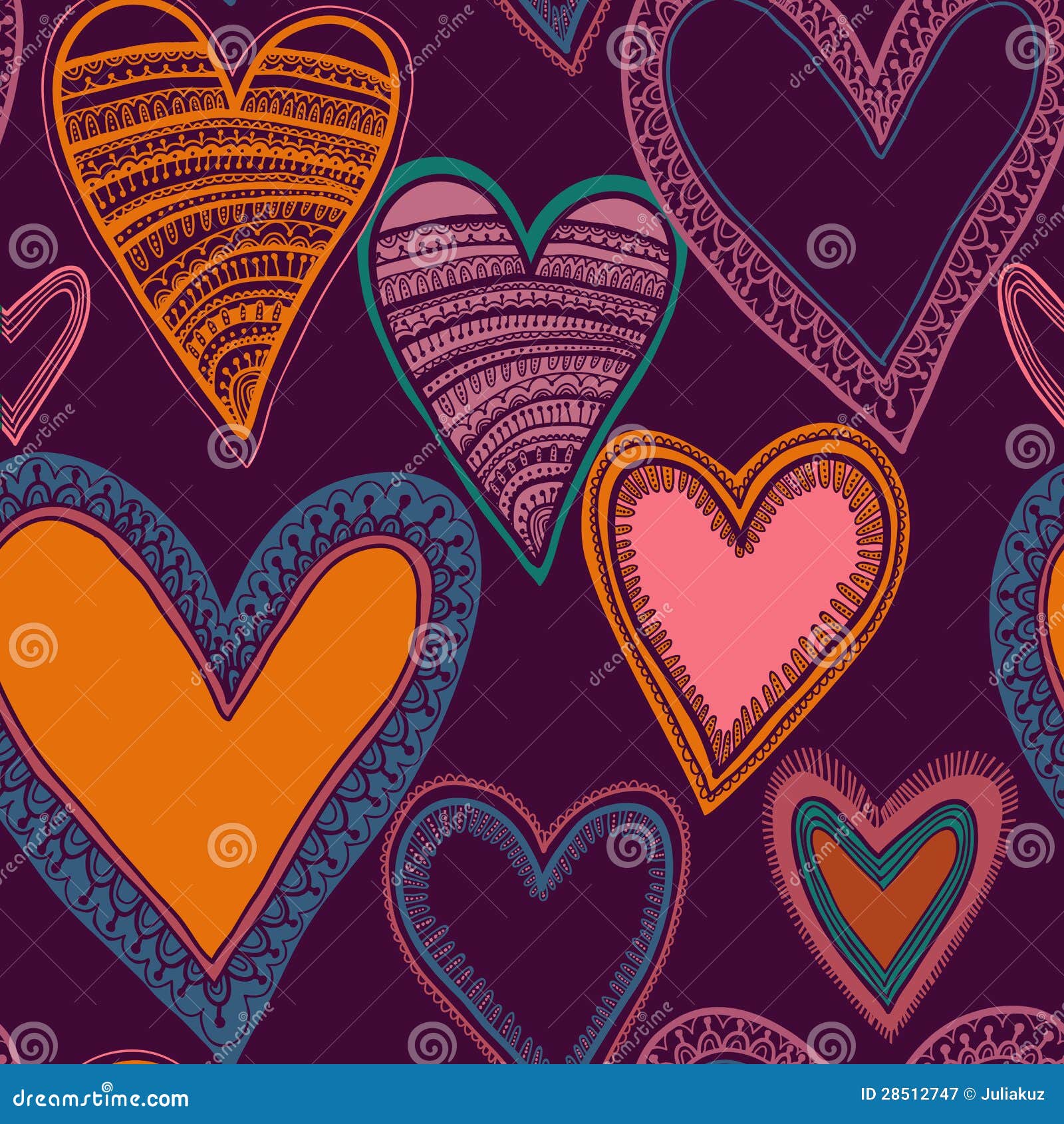 Colorful Seamless Heart Pattern Stock Vector - Illustration of sticker ...