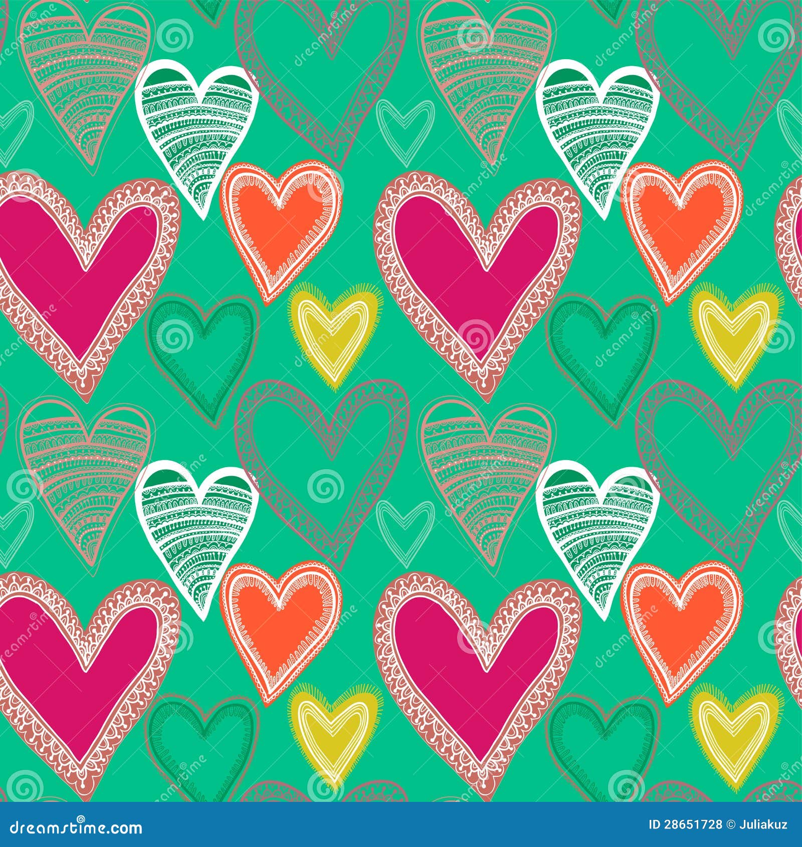 Colorful Seamless Heart Pattern Stock Vector Image 28651728 6162