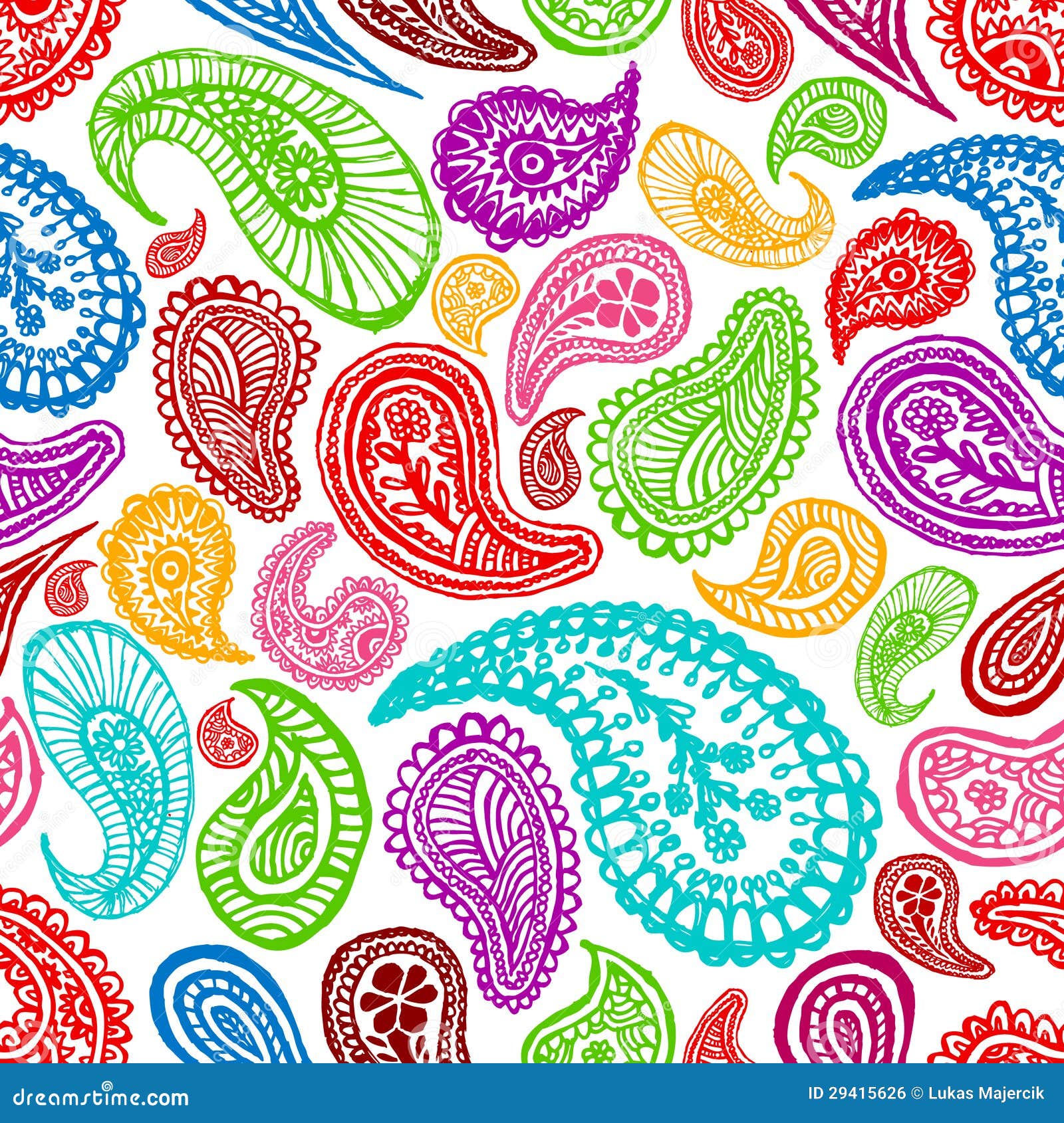 Colorful seamless paisley stock vector. Illustration of graphic - 29415626