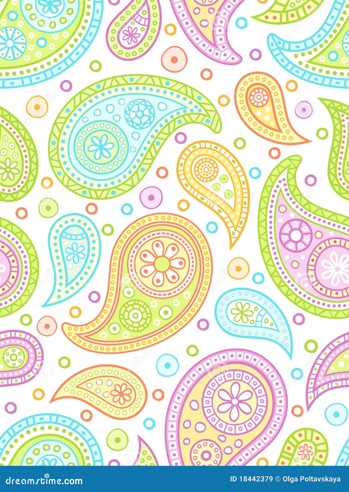 Colorful Seamless Paisley Pattern. Stock Vector - Illustration of ...