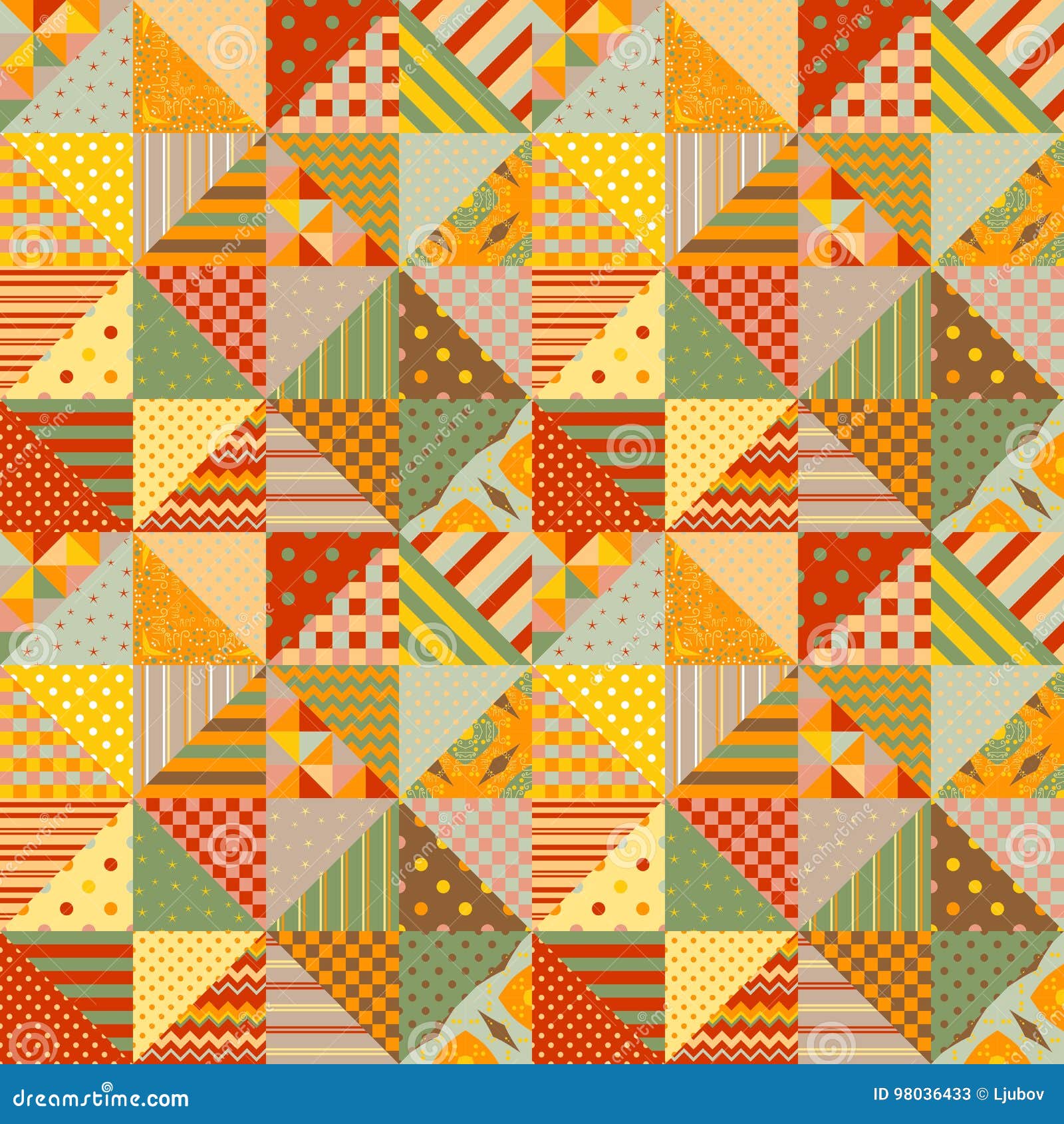 Colorful Seamless Patchwork Pattern. Bright Summer Design Stock Vector ...