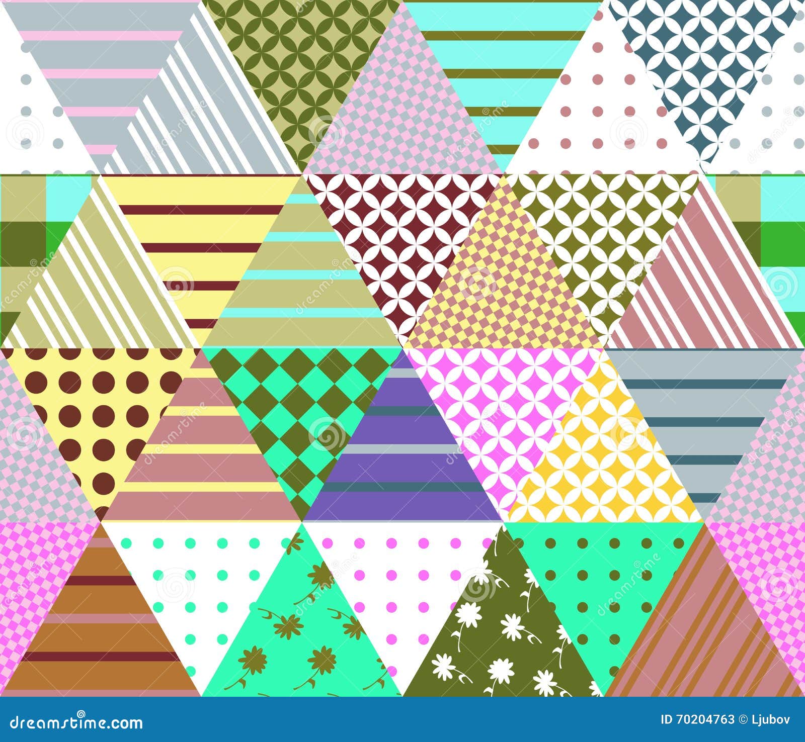 Colorful Seamless Patchwork Pattern. Geometric Triangle Tiles Stock ...