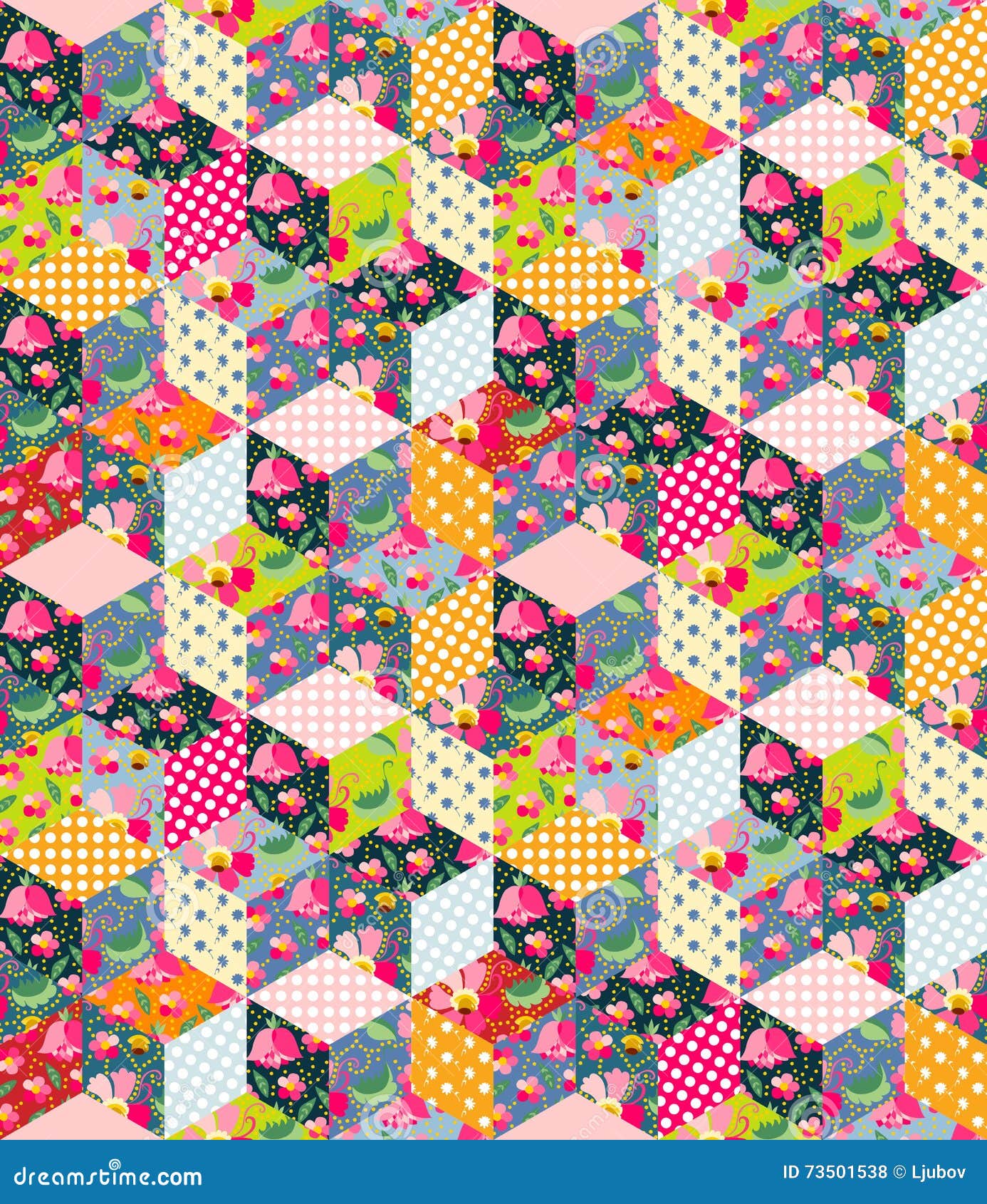 Colorful Seamless Patchwork Pattern. Quilt from Different Patches Stock ...