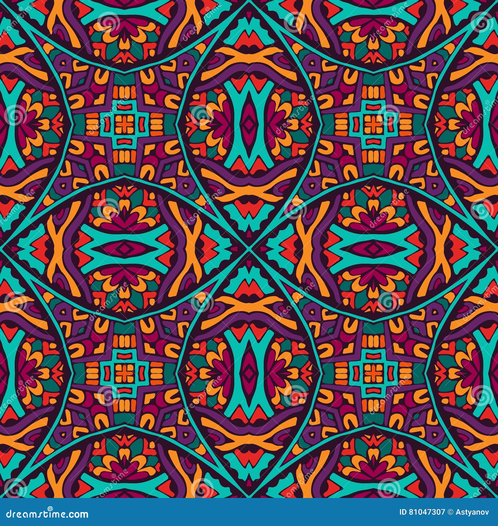 Colorful seamless patten stock vector. Illustration of folk - 81047307