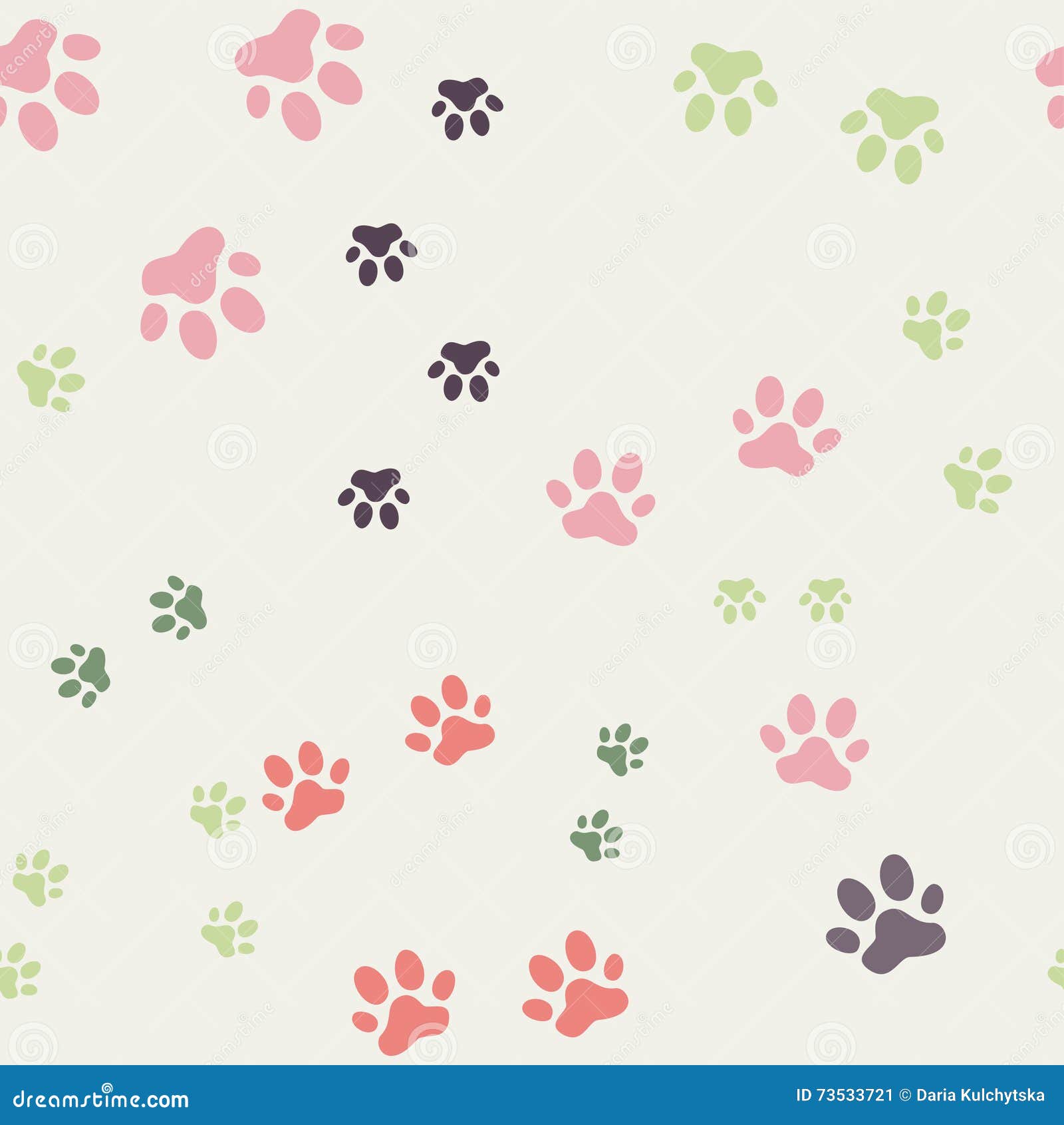 Colorful Seamless Pattern with Cat Footprints. on a Gray Background ...