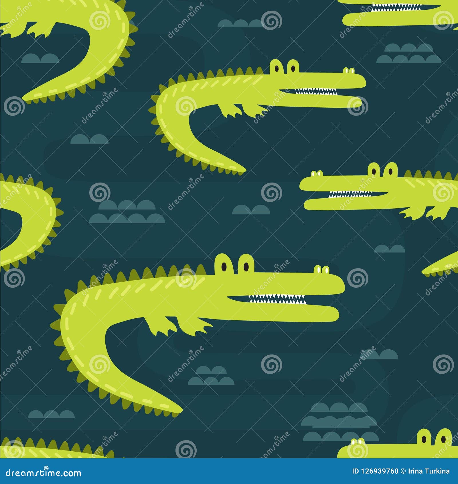 Crocodiles, Seamless Pattern Stock Vector - Illustration of poster ...