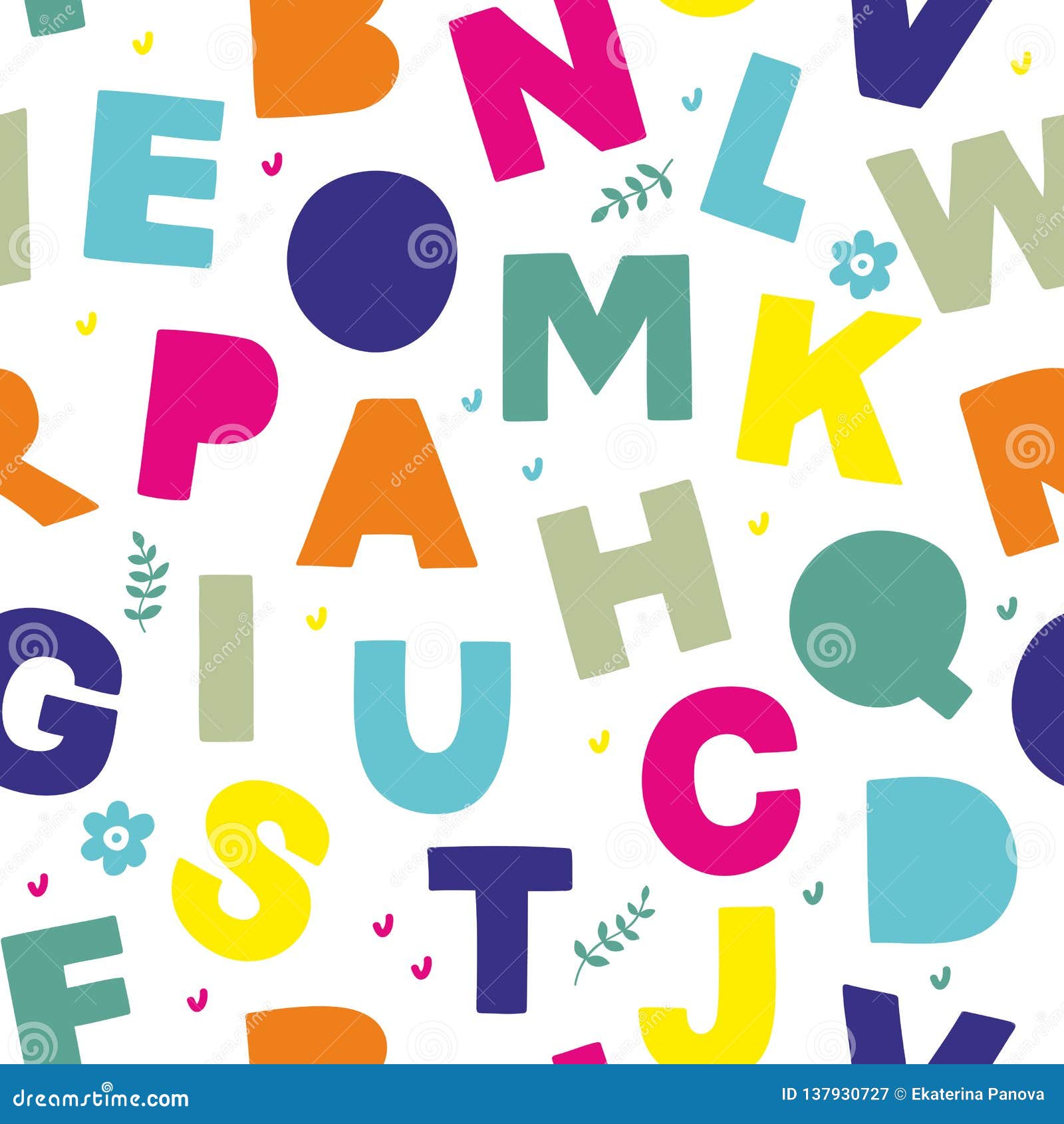 Colorful Seamless Pattern with Decorative Letters. Vector Art. Stock ...