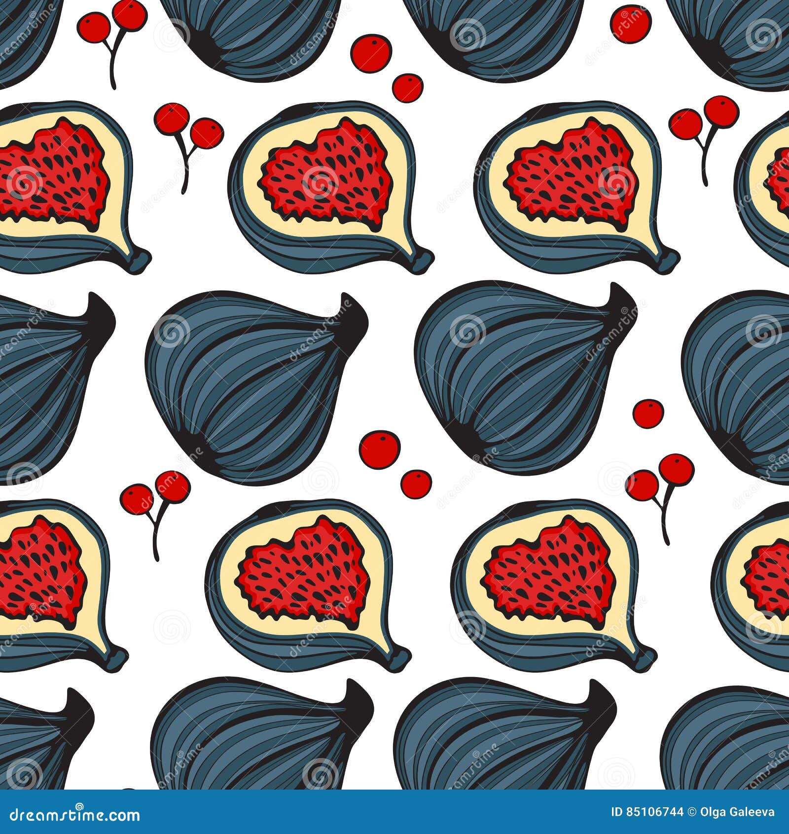 Colorful Seamless Pattern with Figs Stock Vector - Illustration of ...