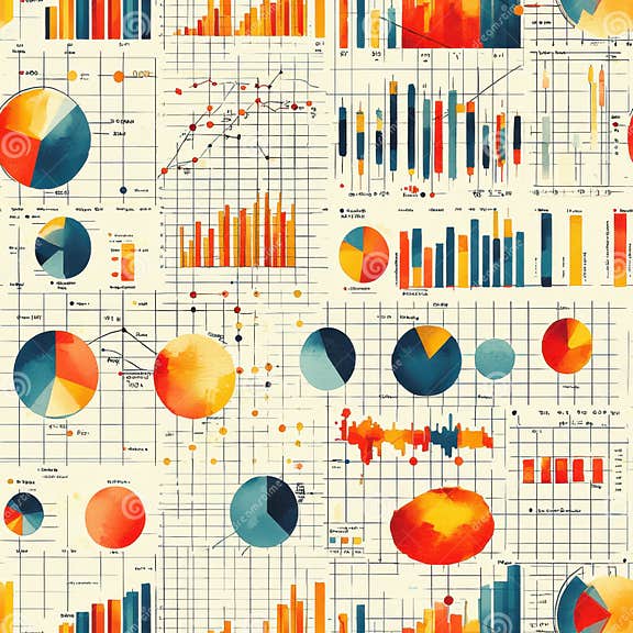 Colorful Seamless Pattern of Graphs, Charts, and Data Visualizations ...