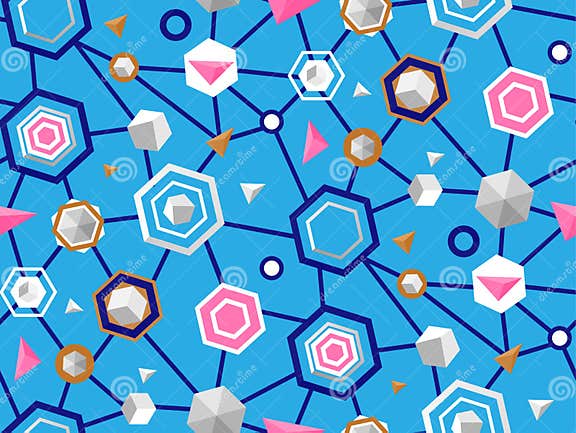 Colorful Seamless Pattern with Hexagons and Different Complex Stock ...