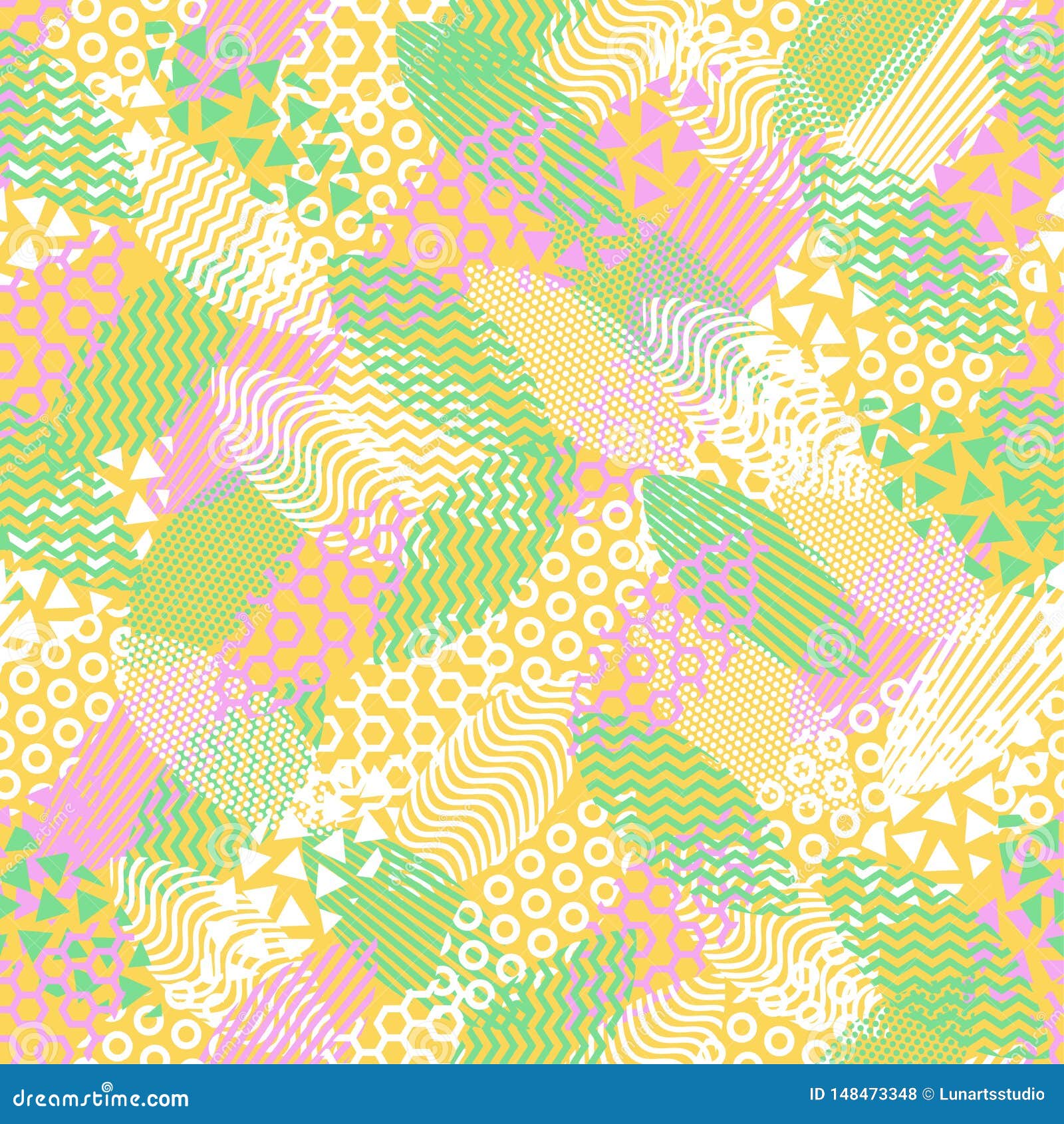 Colorful Seamless Pattern of Leaves that are Filled with Abstract ...