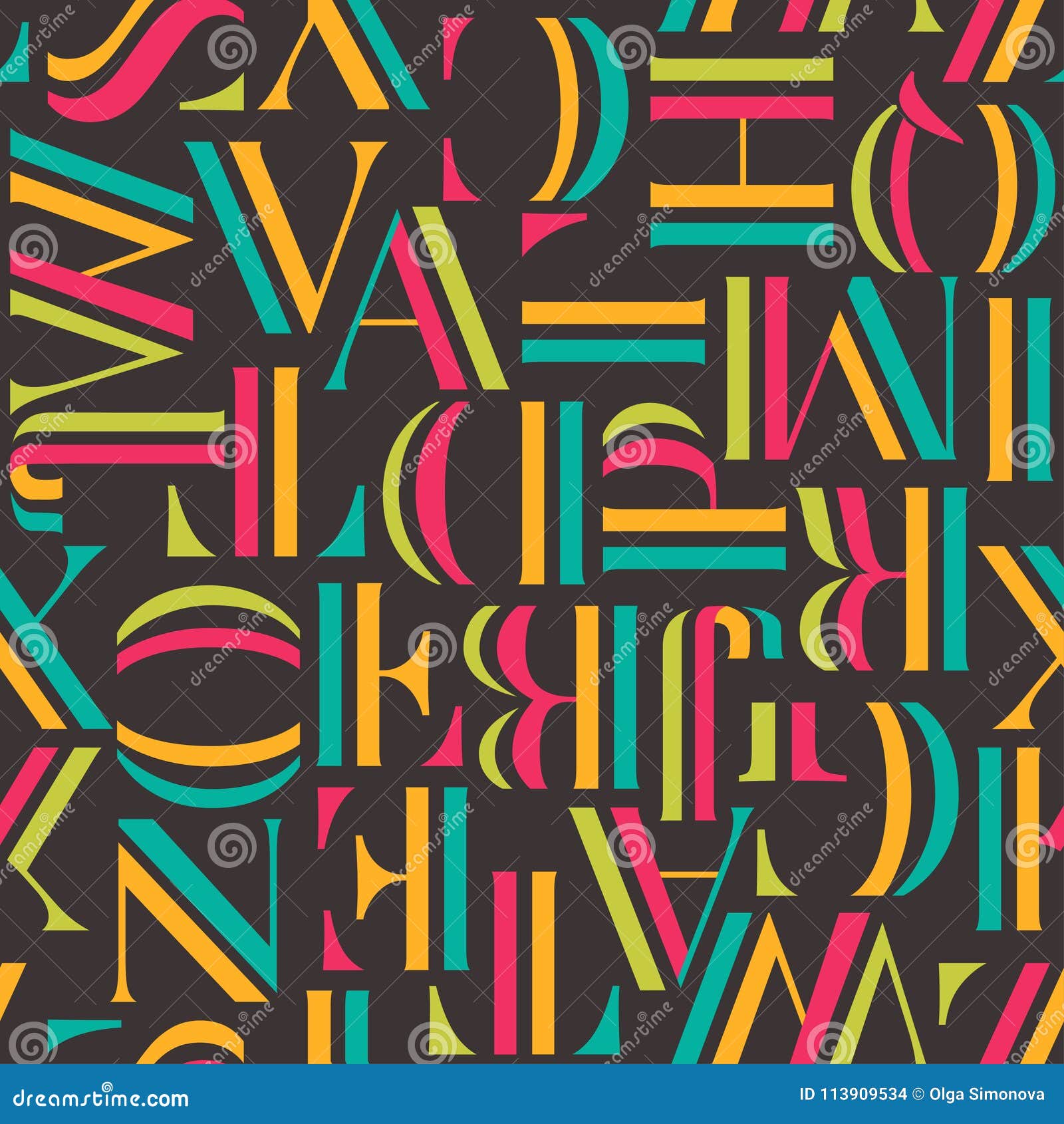Colorful Seamless Pattern with Letters. Stock Illustration ...