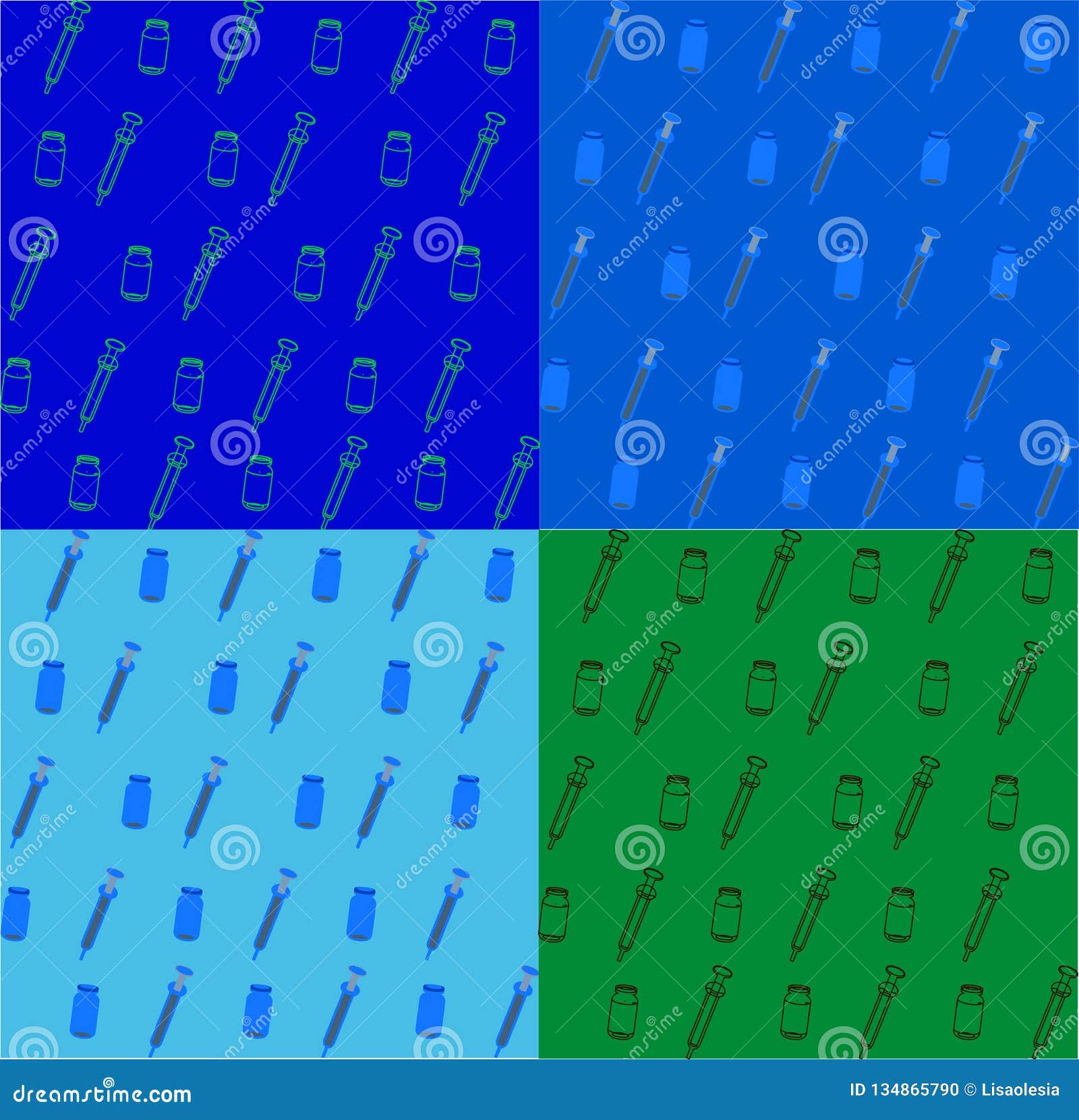 Colorful Seamless Pattern with Pill Elements and Outline. Vector ...