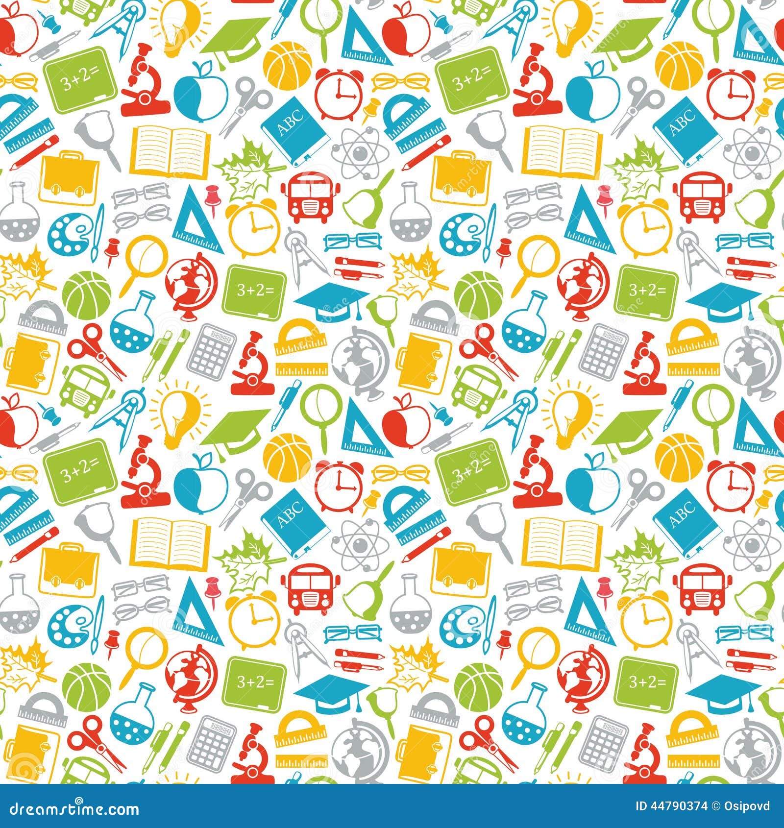 Colorful Seamless Pattern School Subjects Stock Vector - Illustration ...