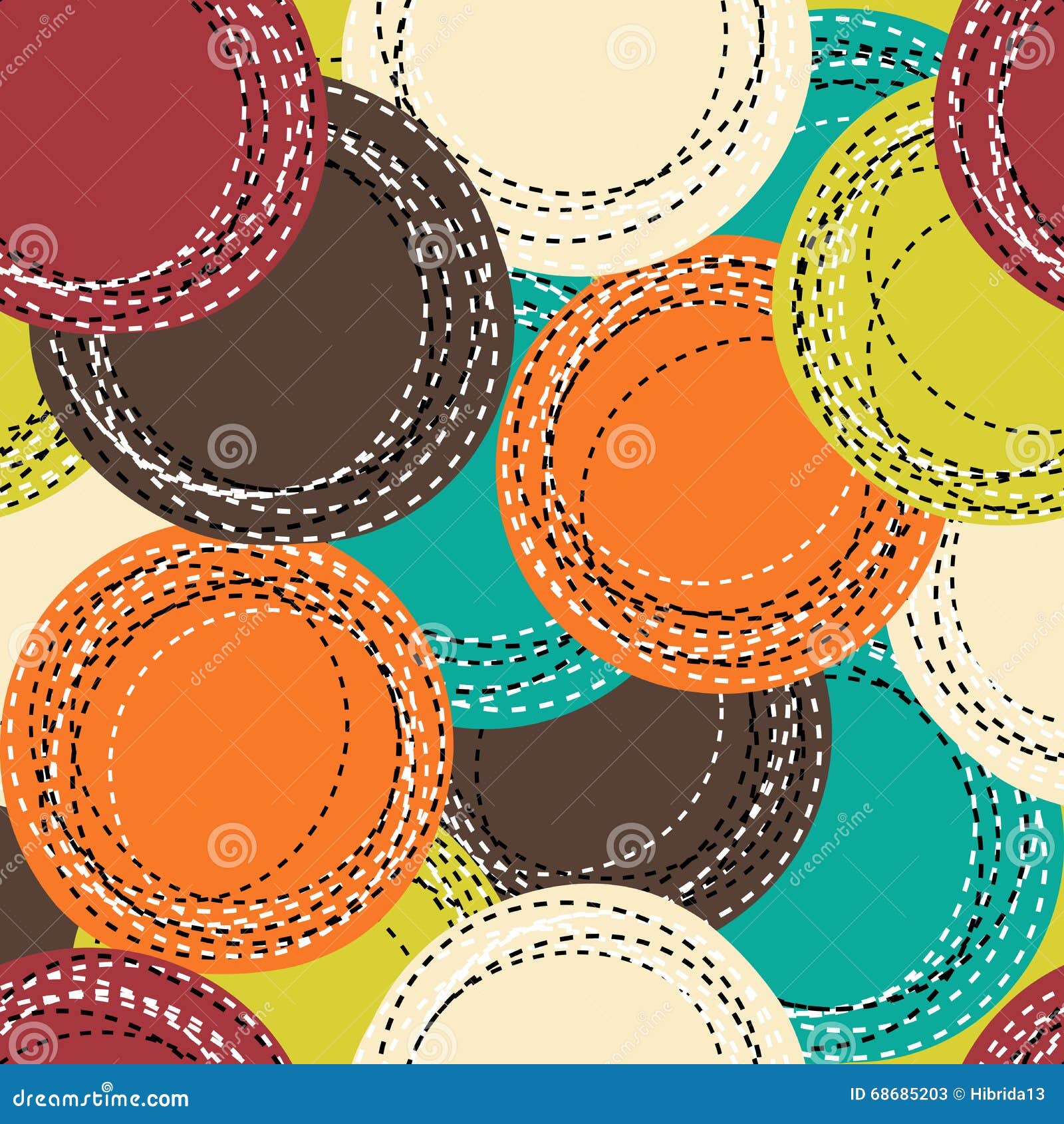 Colorful Seamless Pattern with Sewing Round Shapes Stock Vector ...