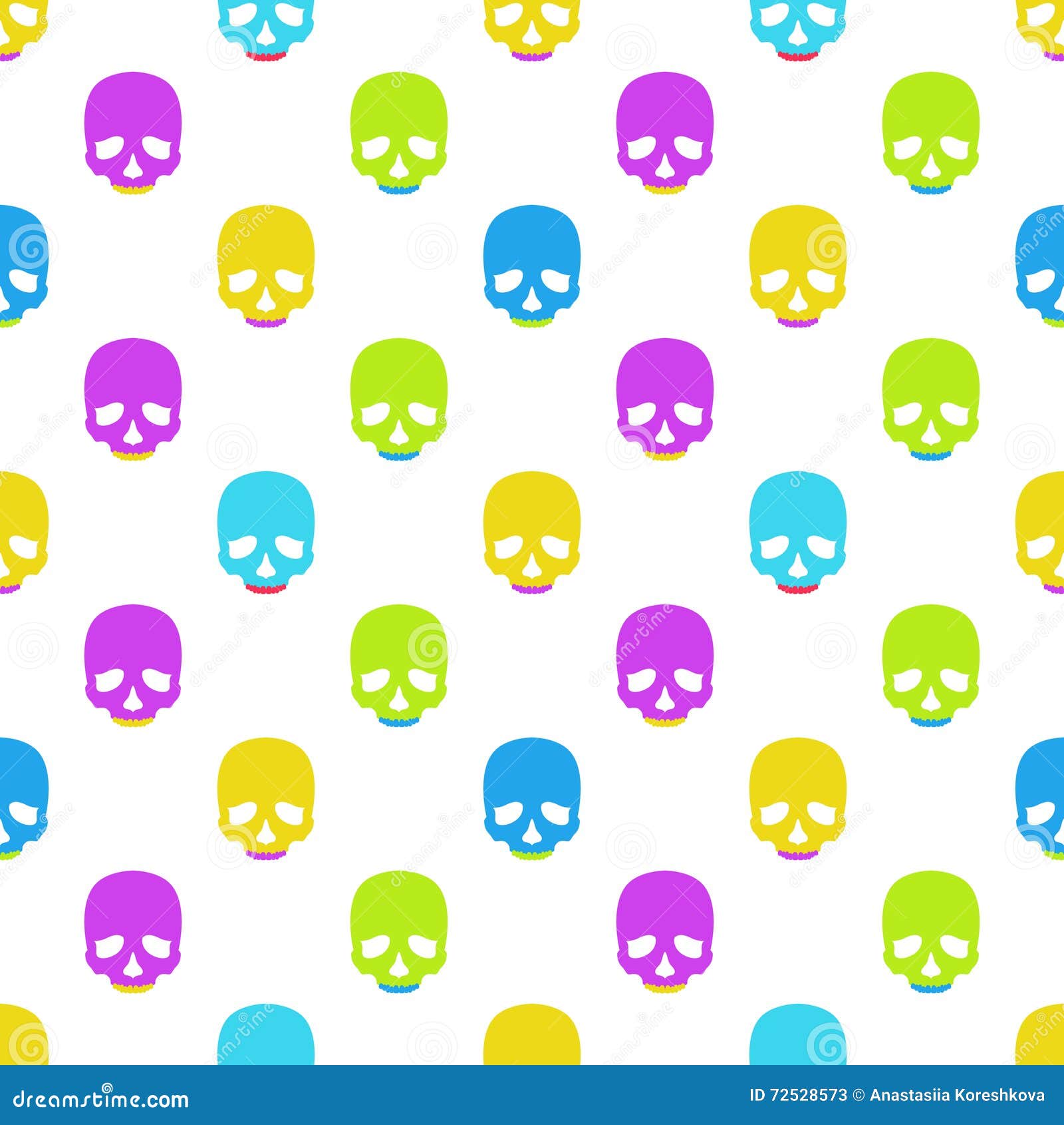 Colorful Seamless Pattern with Skull. Stock Vector - Illustration of ...