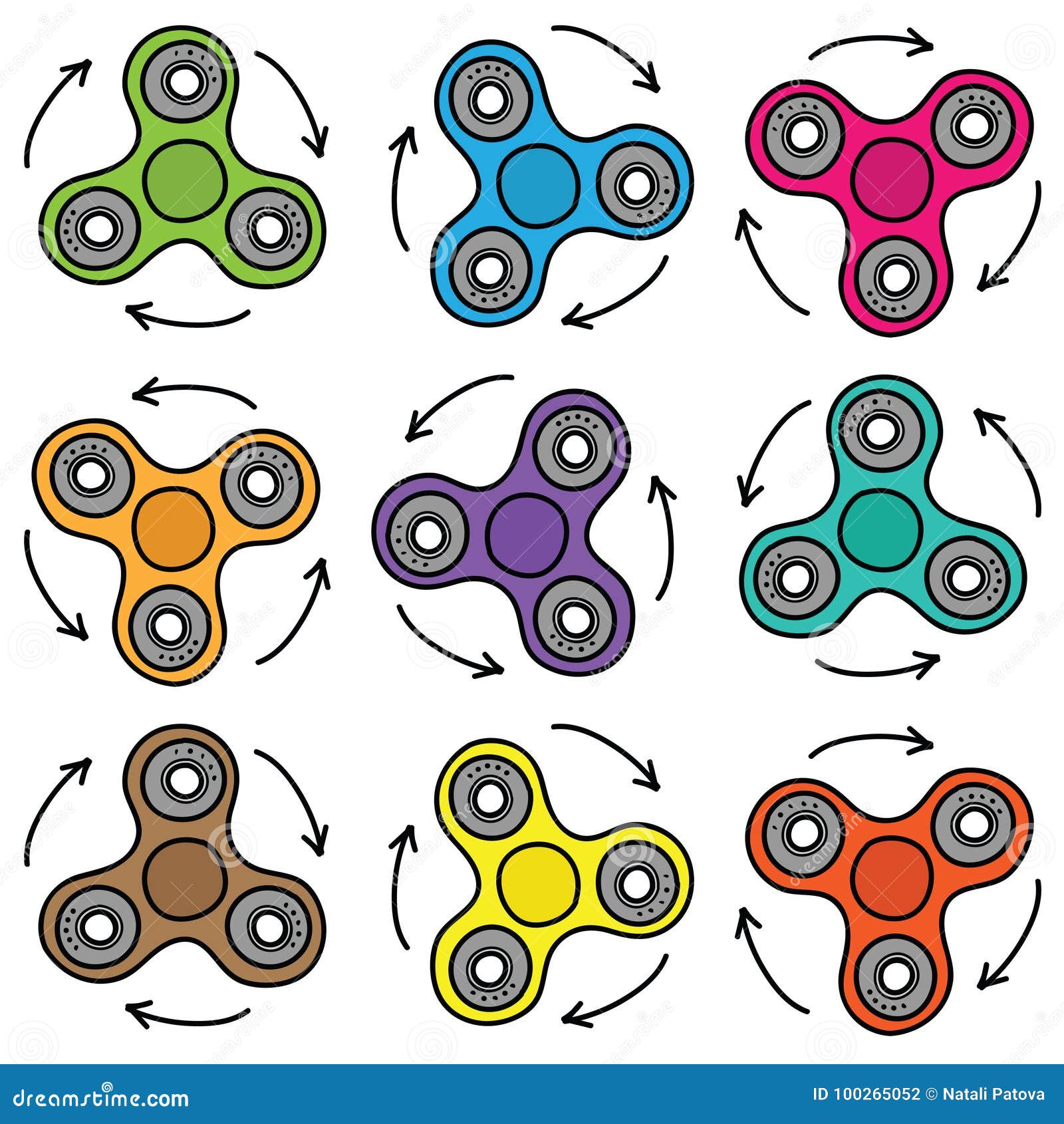Colorful Seamless Pattern of Spinner on White Background. Stock Vector ...