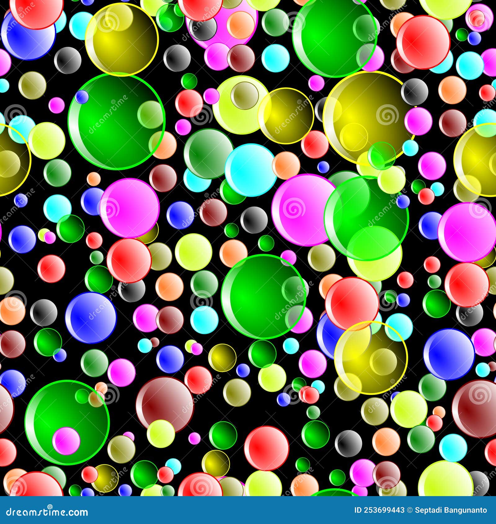 Colorful Seamless Pattern Vector of Various Bubbles Stock Illustration ...