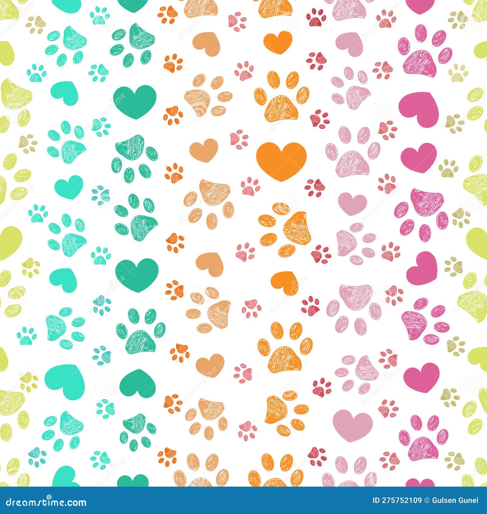 Colorful Seamless Paw Prints Seamless Pattern Stock Vector ...