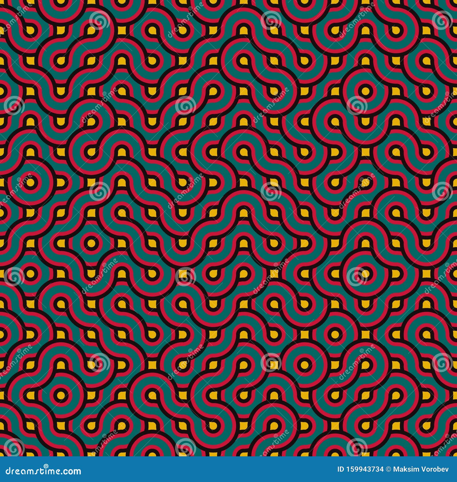 Colorful Seamless Psychedelic Pattern with Circling Lines. Geometric ...