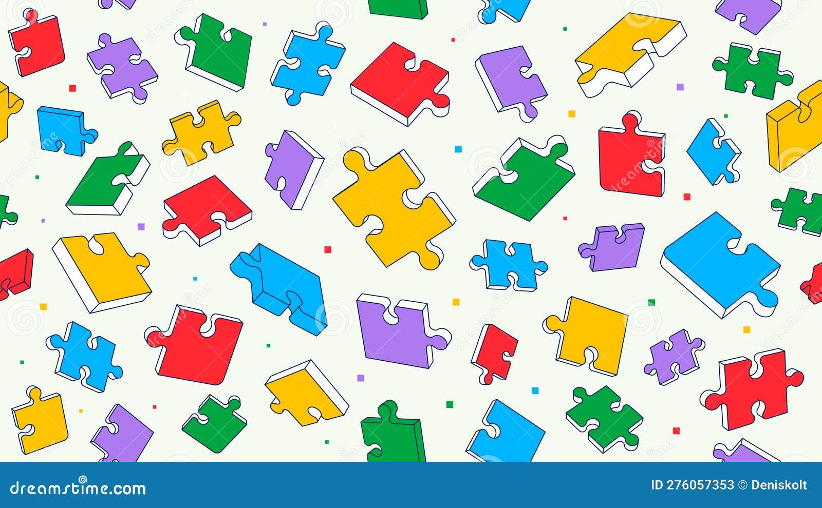 Colorful Seamless Puzzle Pattern. 3D Puzzles Stock Vector ...