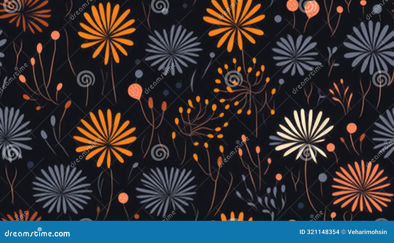 Colorful Seamless Repeat Pattern with Abstract Elements. Vector Floral ...