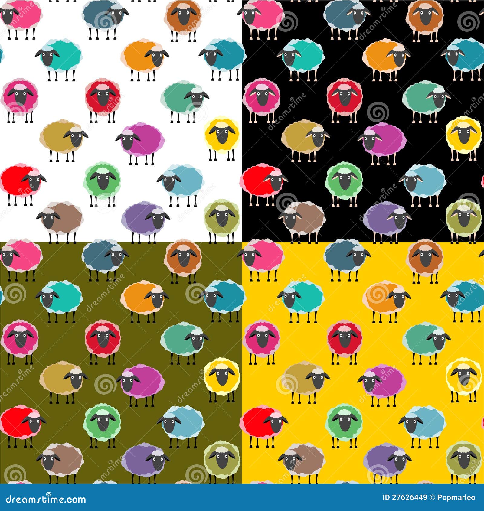 Colorful Seamless Sheep Pattern Stock Vector - Illustration of craft ...