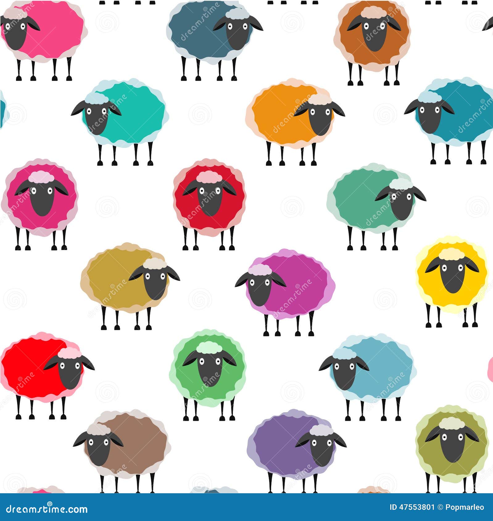 Colorful Seamless Sheep Pattern Stock Vector - Illustration of design ...