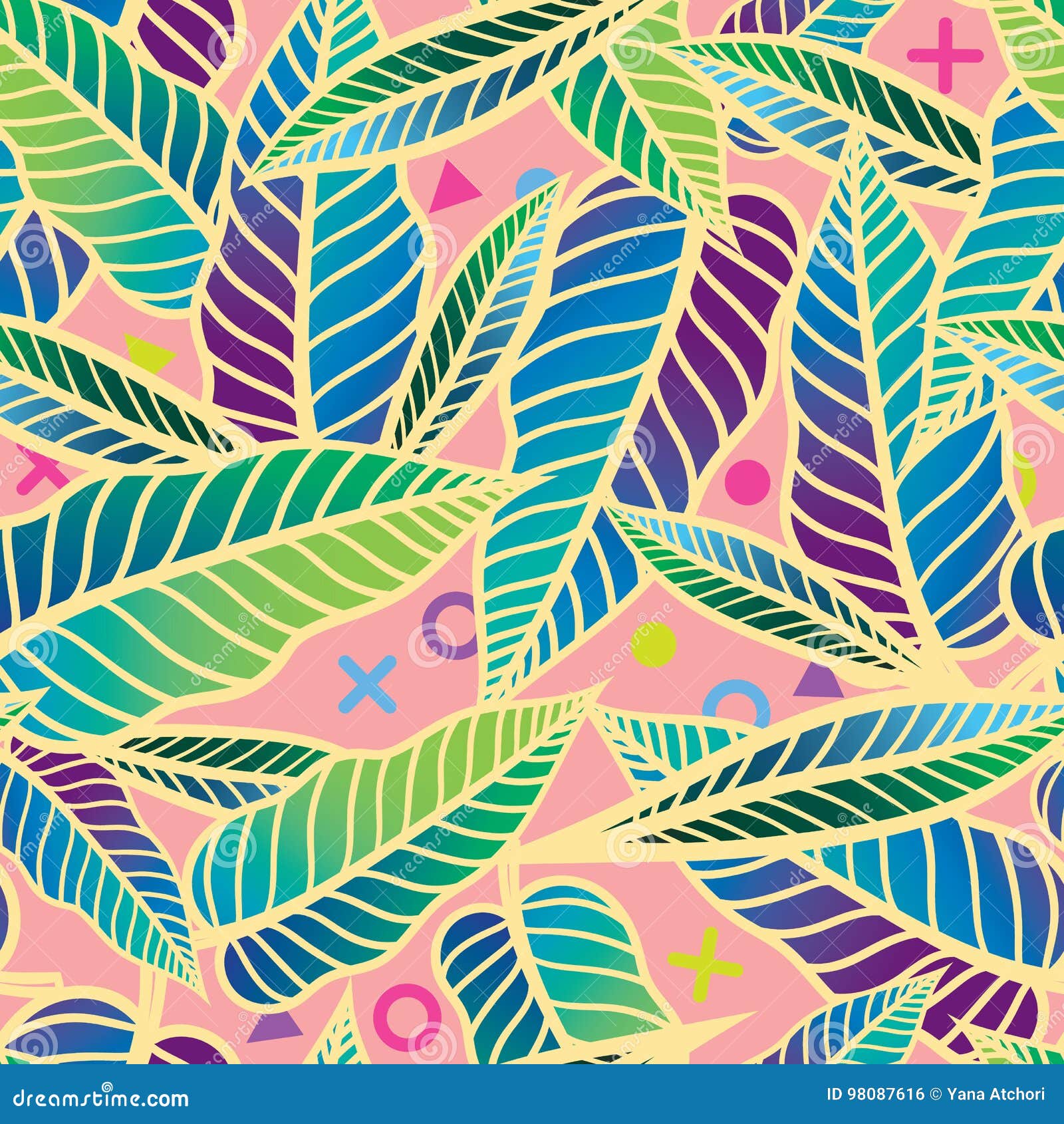 Colorful Seamless Tropical Pattern with Leaves. Stock Illustration ...