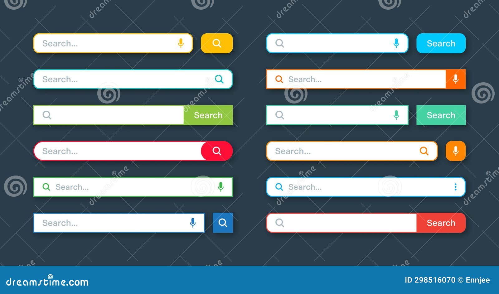 Colorful Search Bar Templates. Internet Browser Engine with Search Box ...