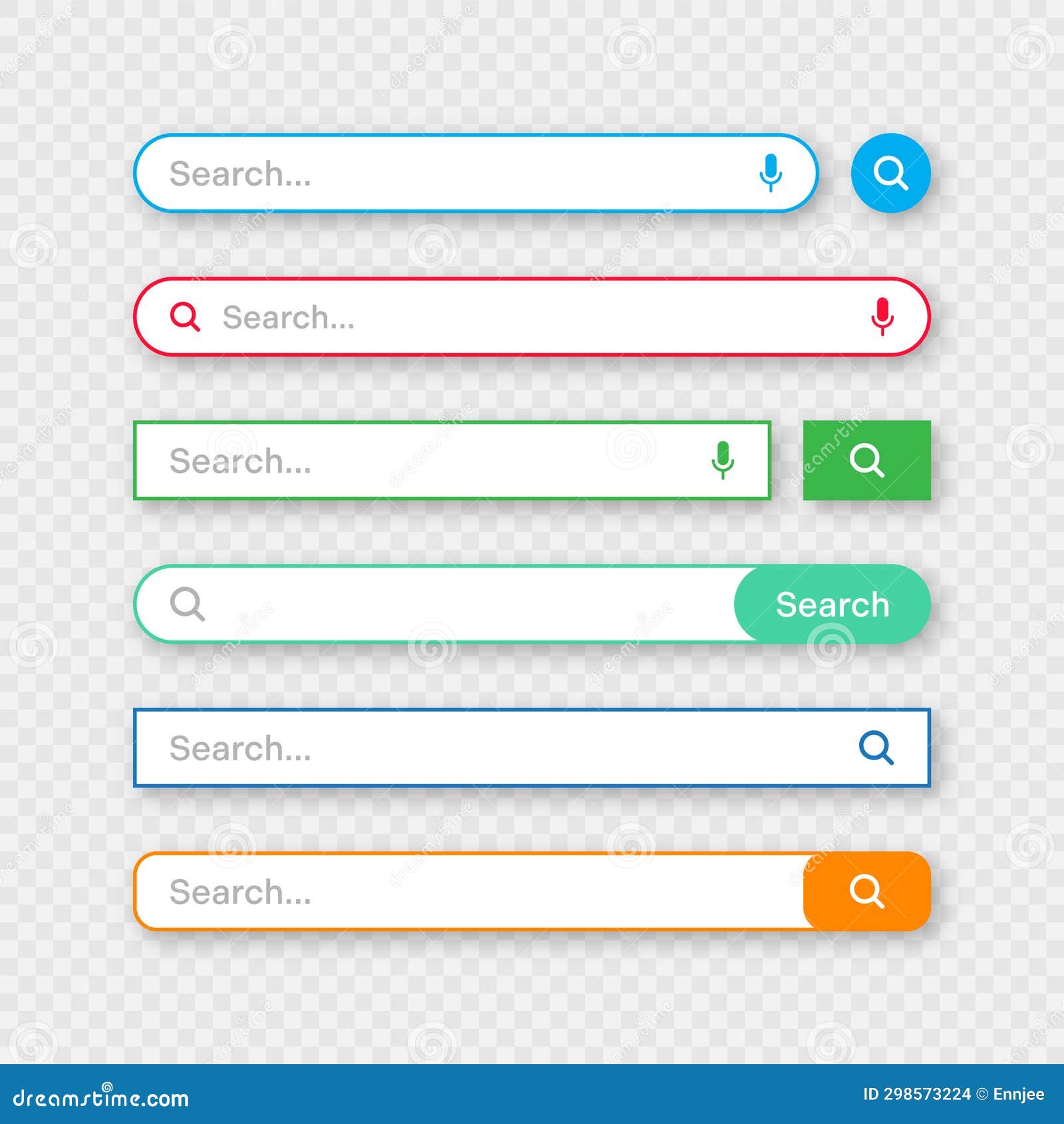 Colorful Search Bar Templates. Internet Browser Engine with Search Box ...