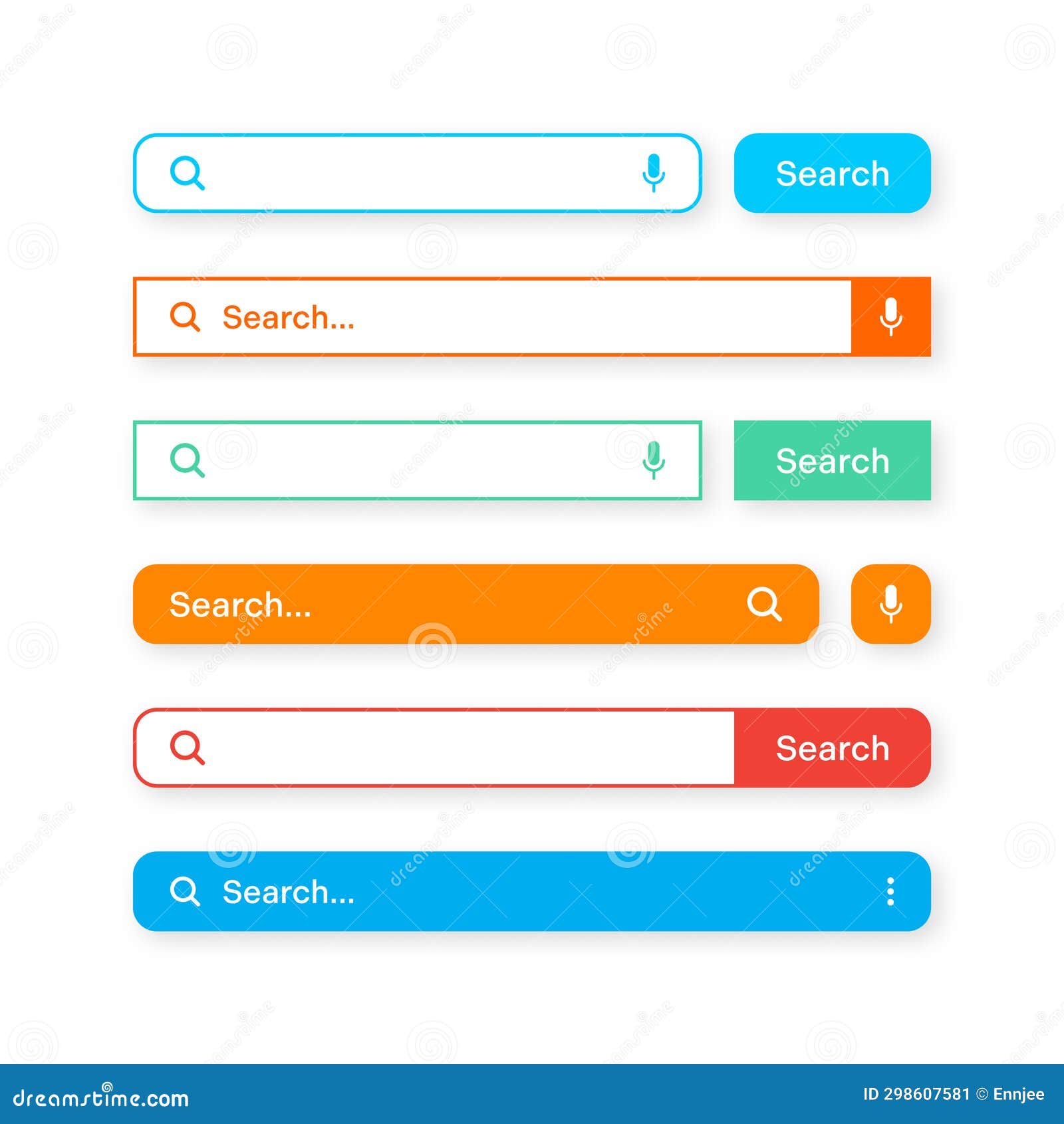 Colorful Search Bar Templates. Internet Browser Engine with Search Box ...