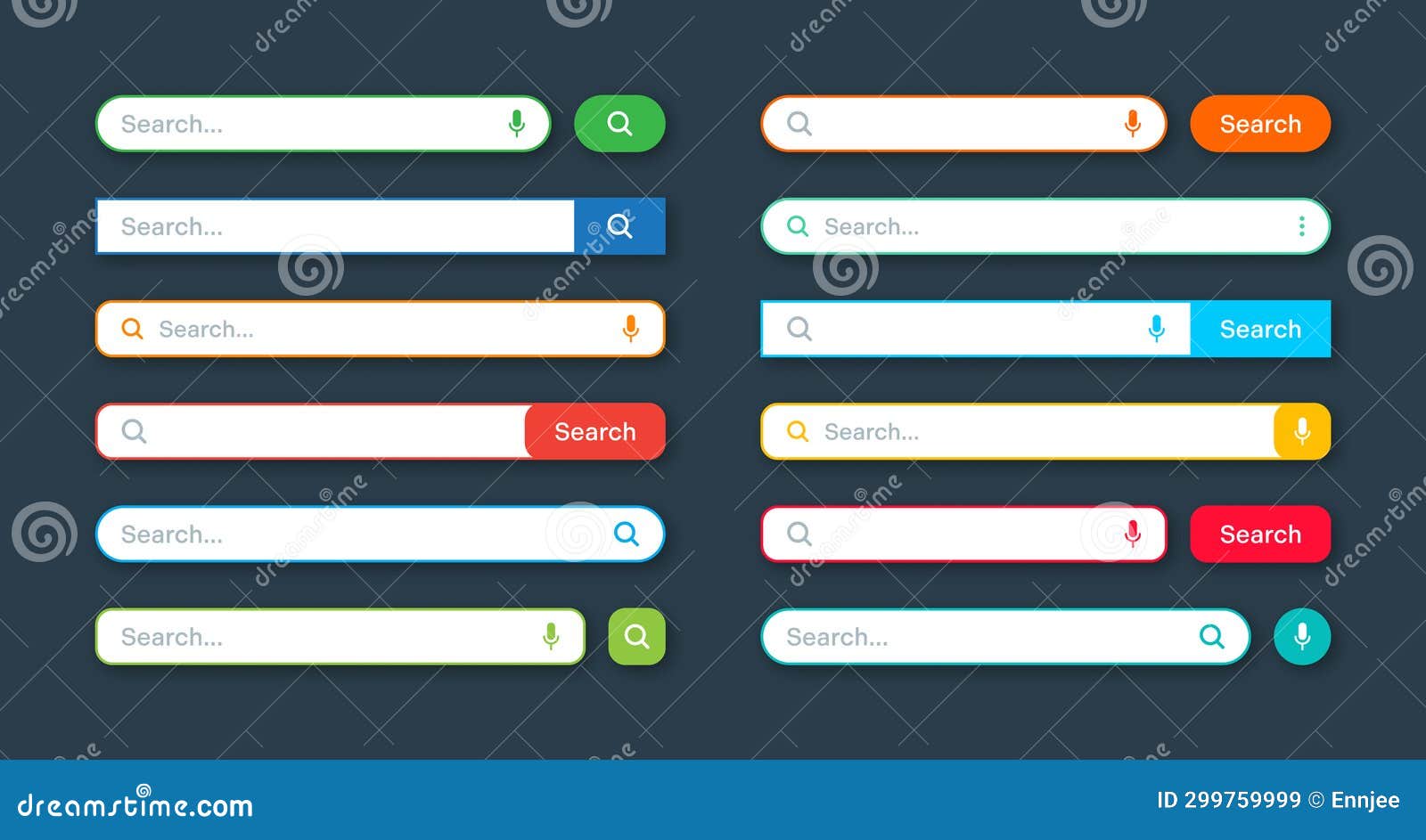 Colorful Search Bar Templates. Internet Browser Engine with Search Box ...