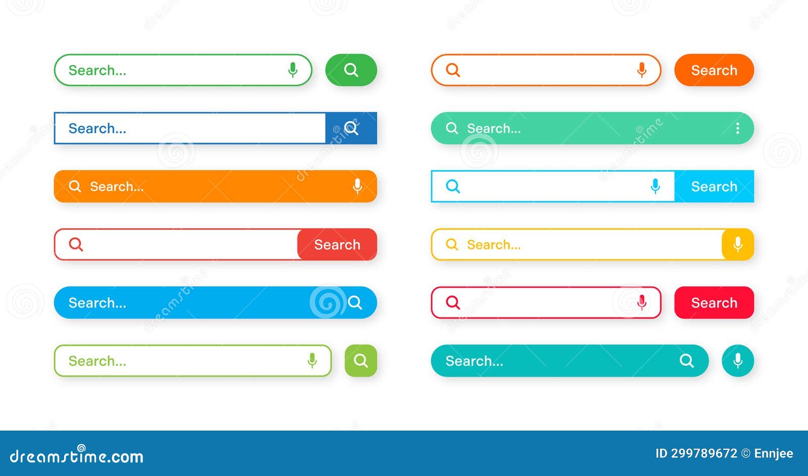 Colorful Search Bar Templates. Internet Browser Engine with Search Box ...