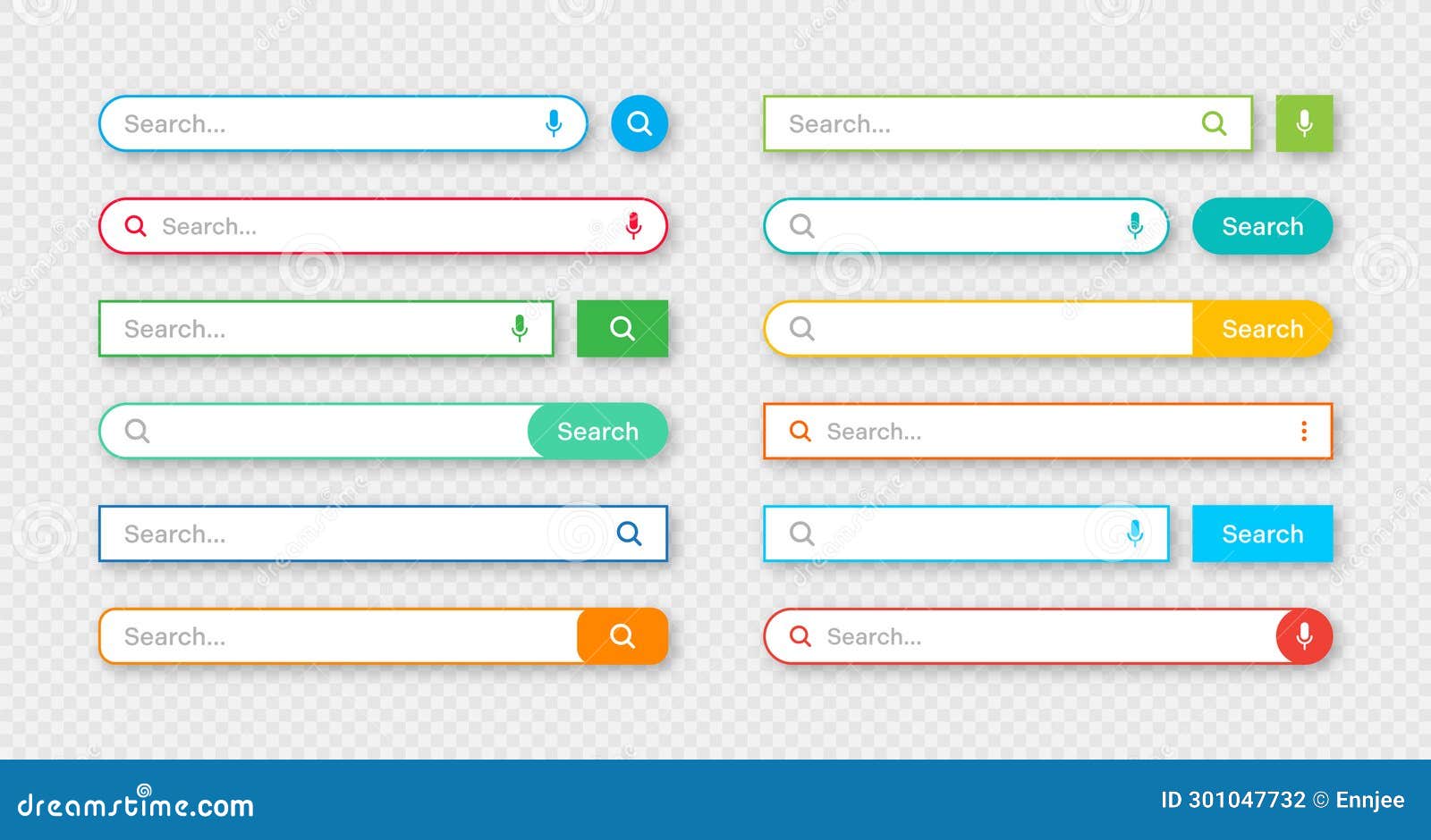 Colorful Search Bar Templates. Internet Browser Engine with Search Box ...