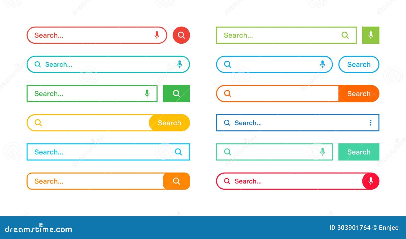 Colorful Search Bar Templates. Internet Browser Engine with Search Box ...