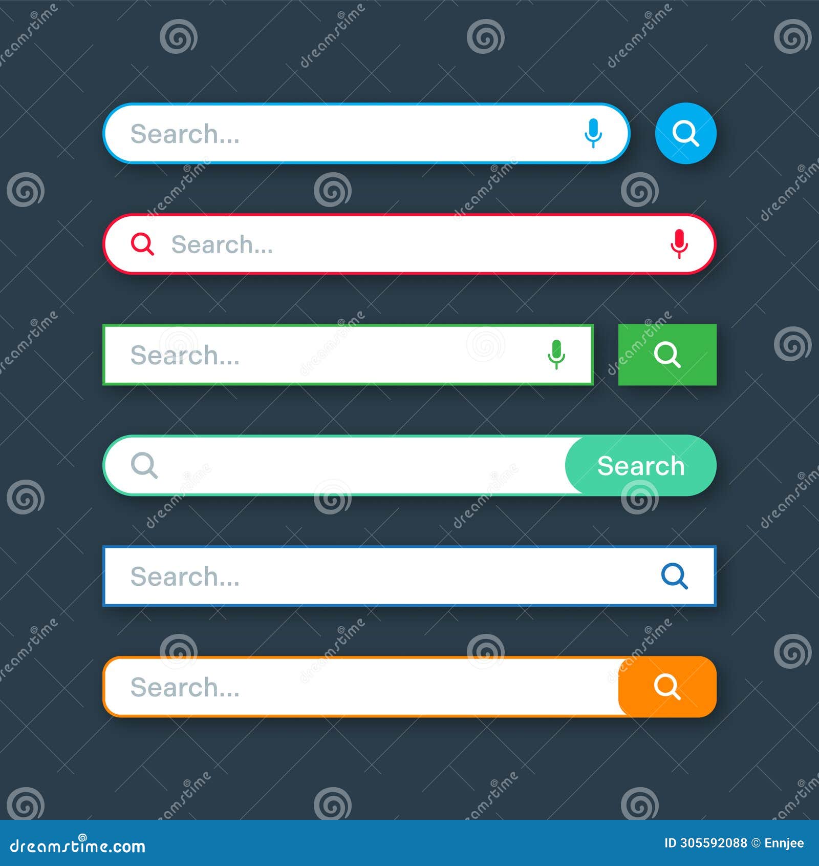 Colorful Search Bar Templates. Internet Browser Engine with Search Box ...